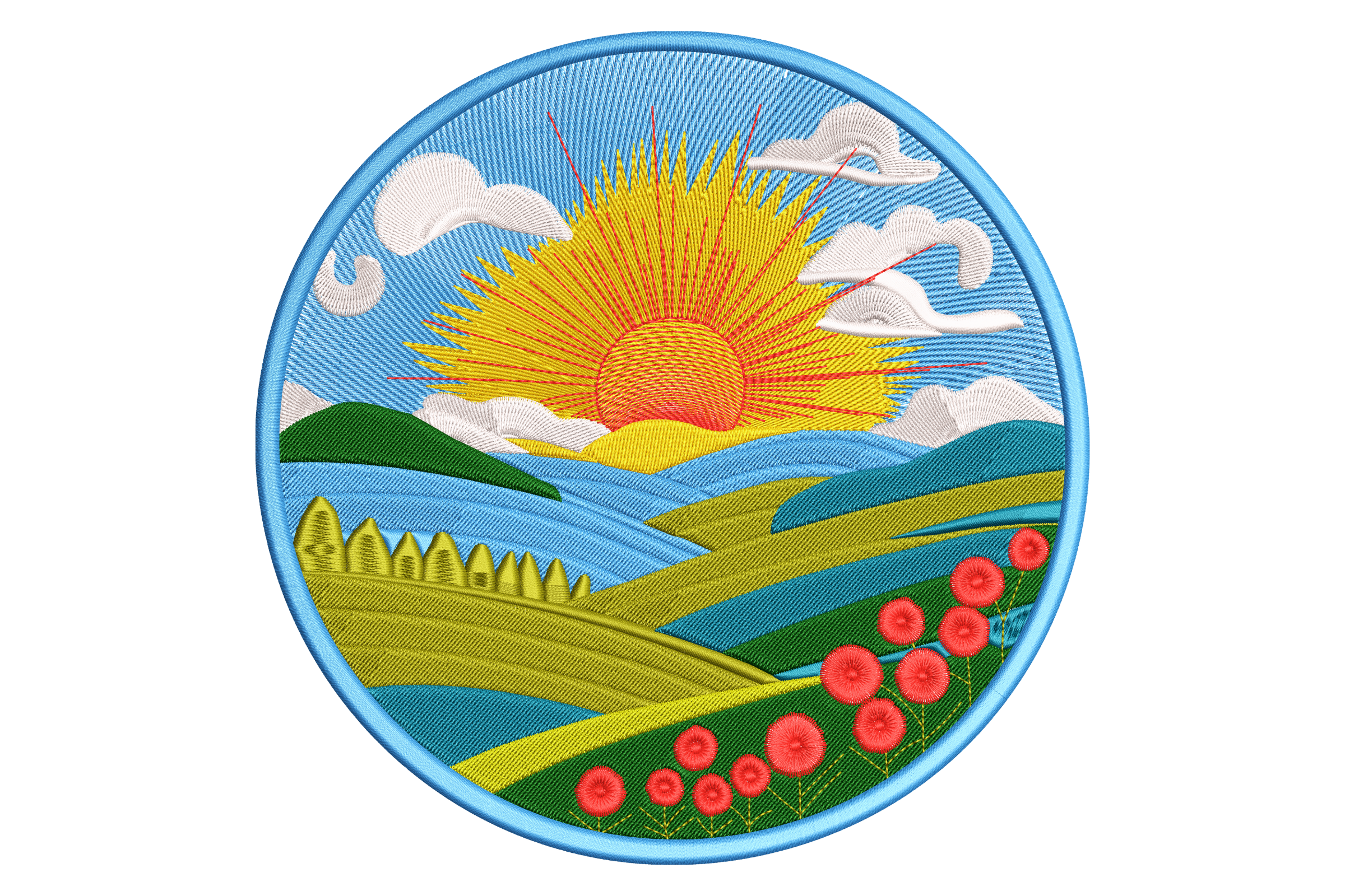 Free Sunrise Landscape Circle Embroidery Design