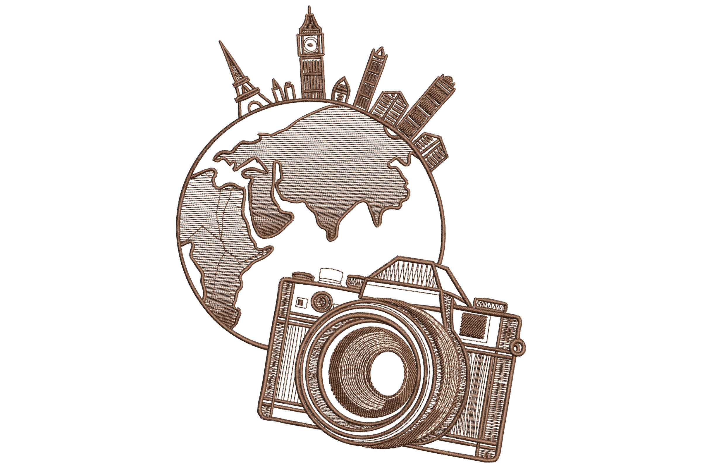 Free Travel Around The World Embroidery Design