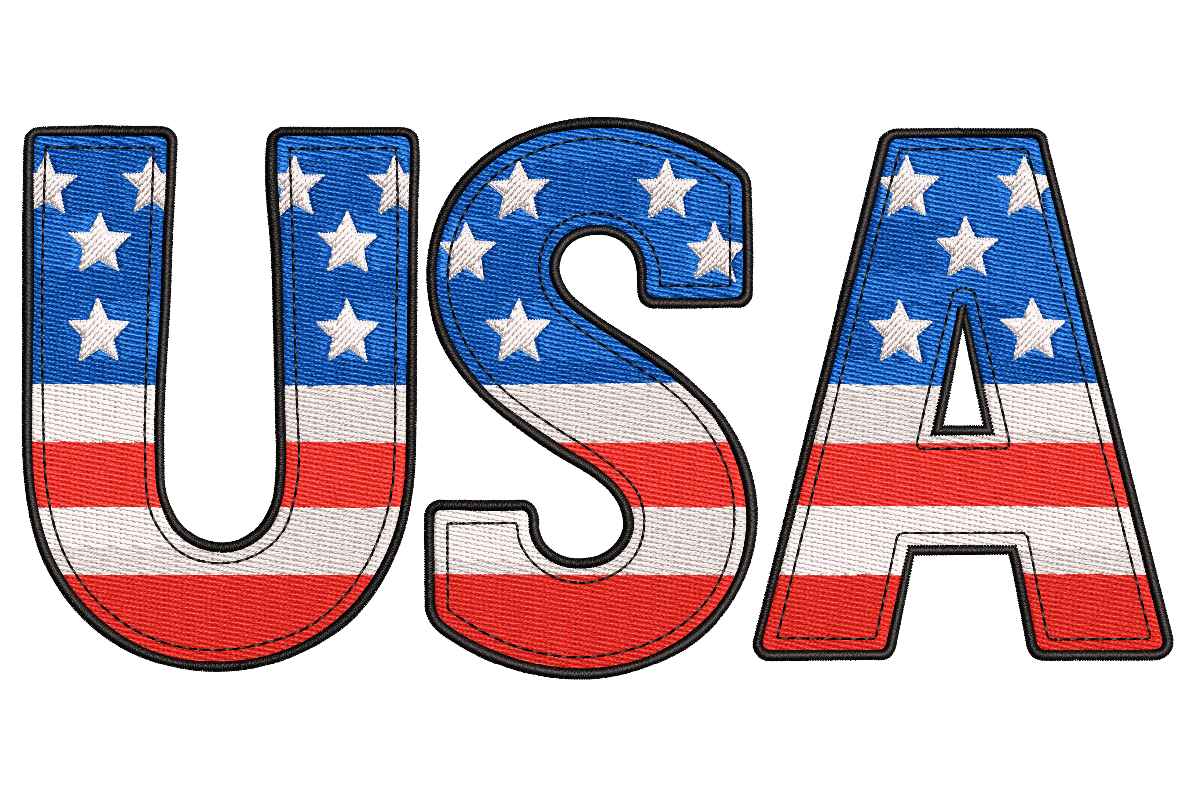 Free USA Letters with American Flag Embroidery Design