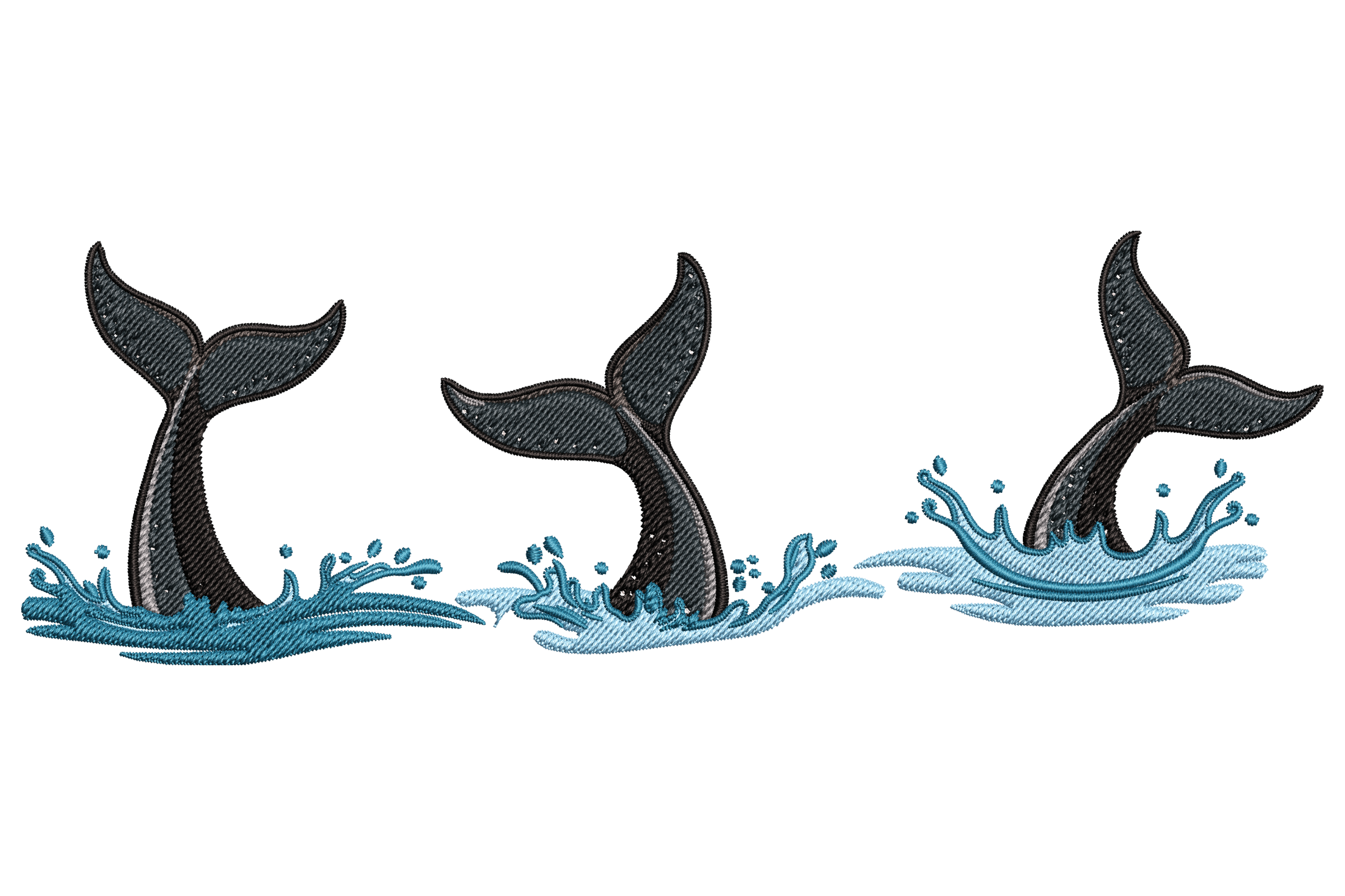 Free Whale Tails Splash Embroidery Design - Embroidery Lover