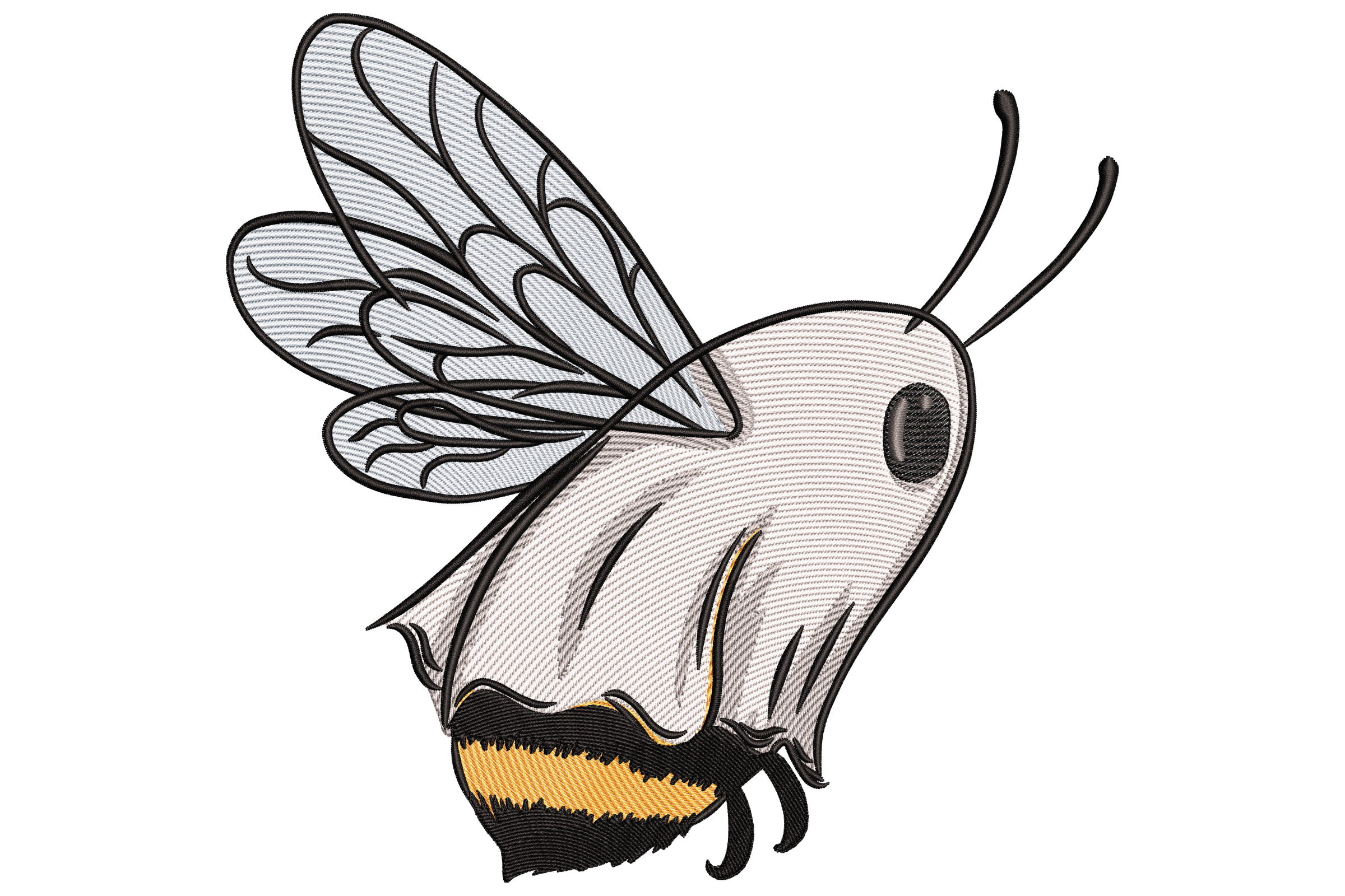 Cute Flying Bee Embroidery Design – Fun Stitch