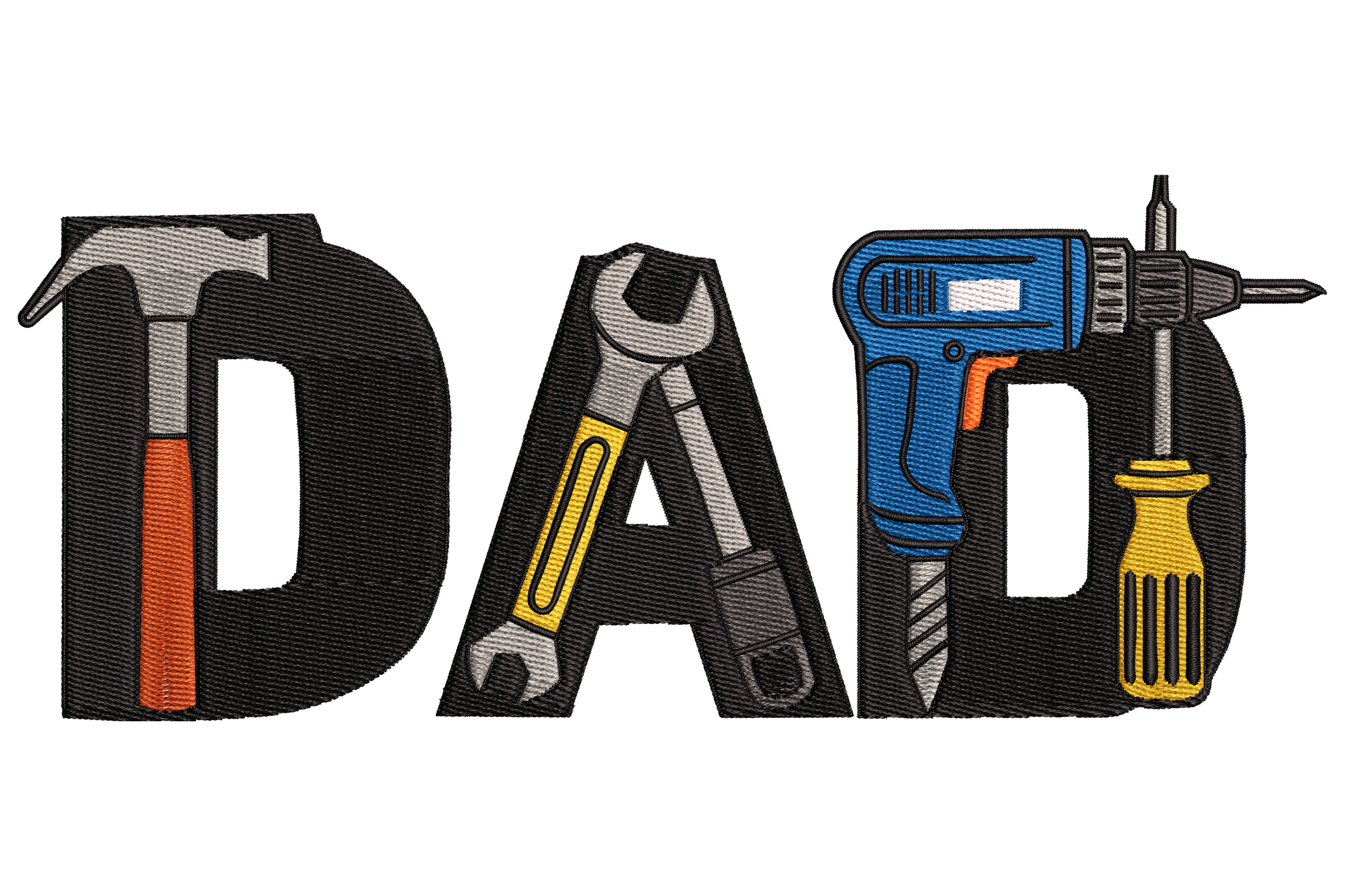 Dad Tool Word Art Embroidery Design – Strong Stitch