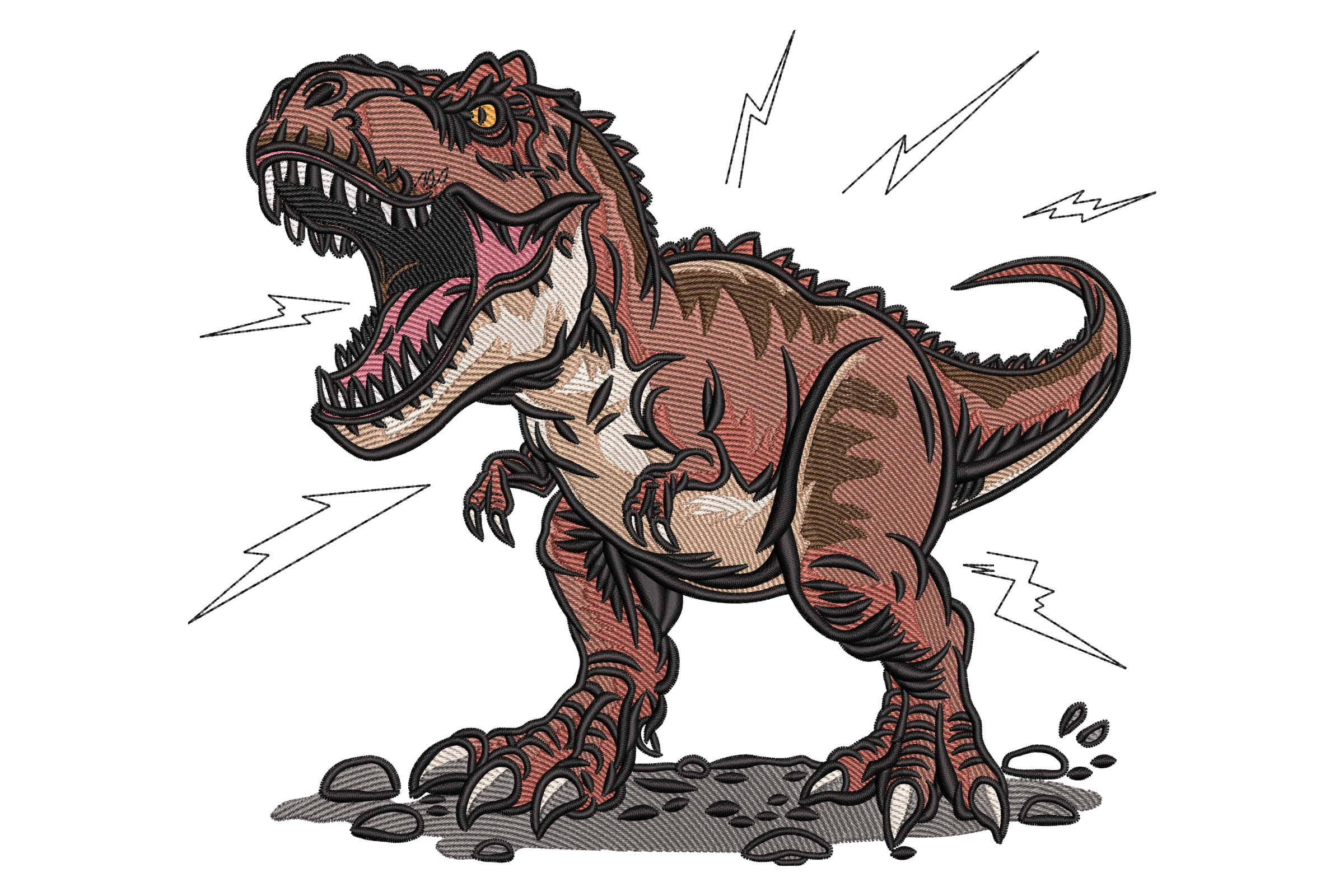 Free Fierce T-Rex Dinosaur Machine Embroidery Design