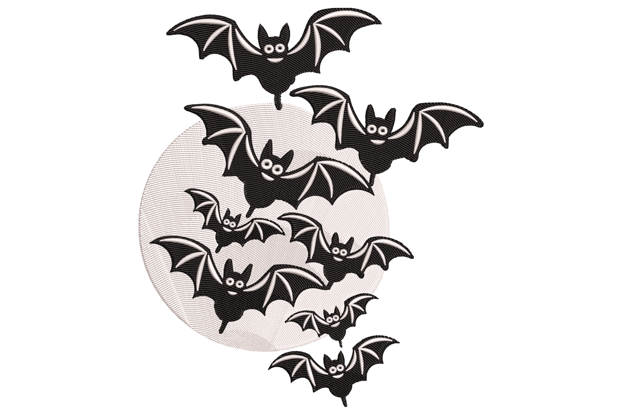 Free Halloween Flying Bats Embroidery Design