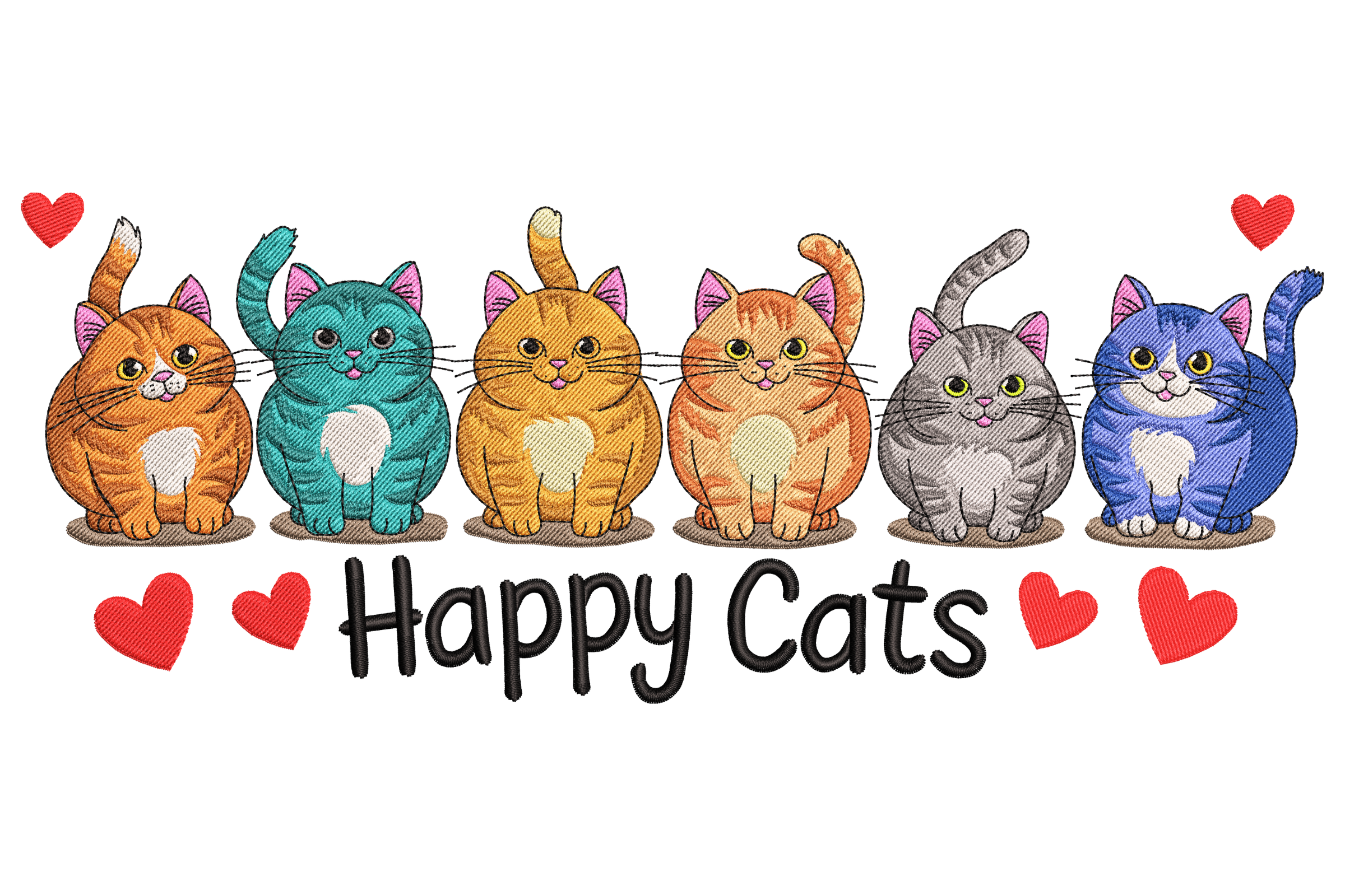 Happy Cats Embroidery Design – Cute & Playful
