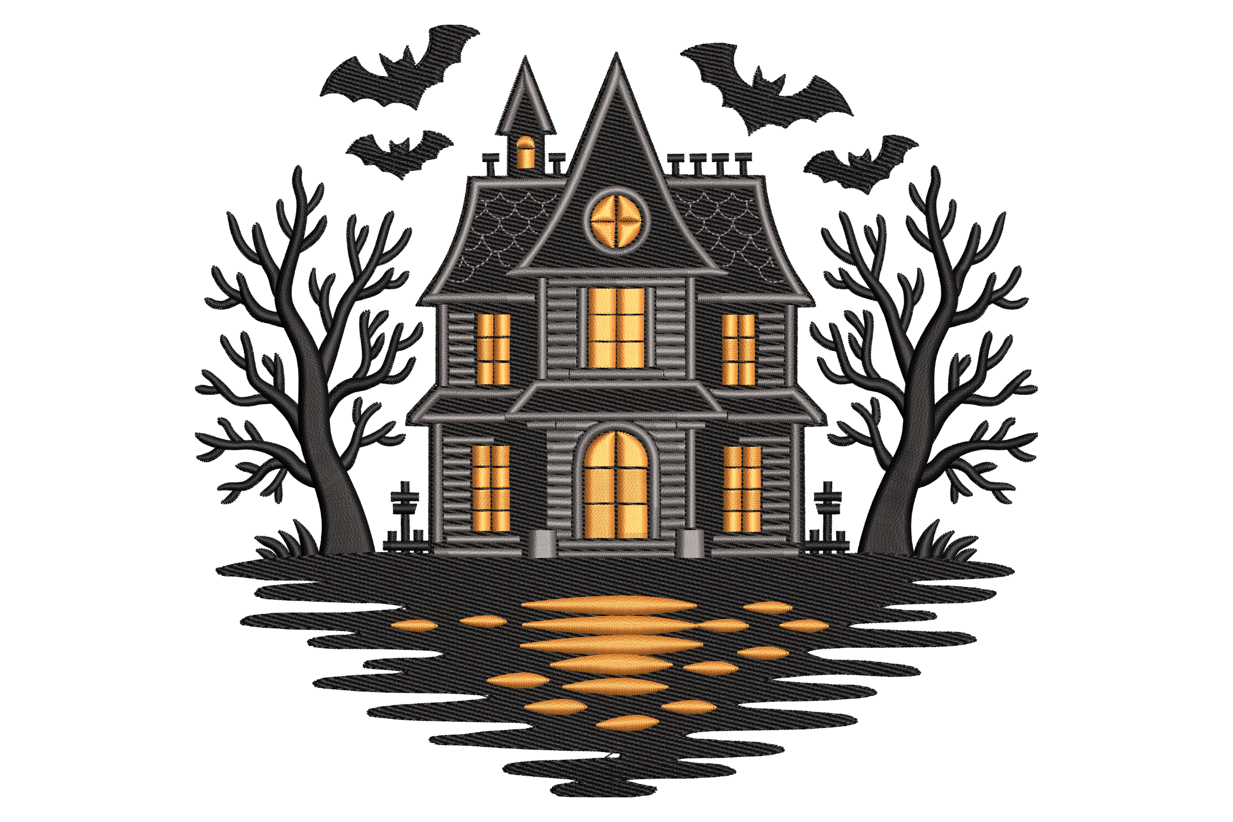 Haunted House Halloween Machine Embroidery Design - Embroidery Lover