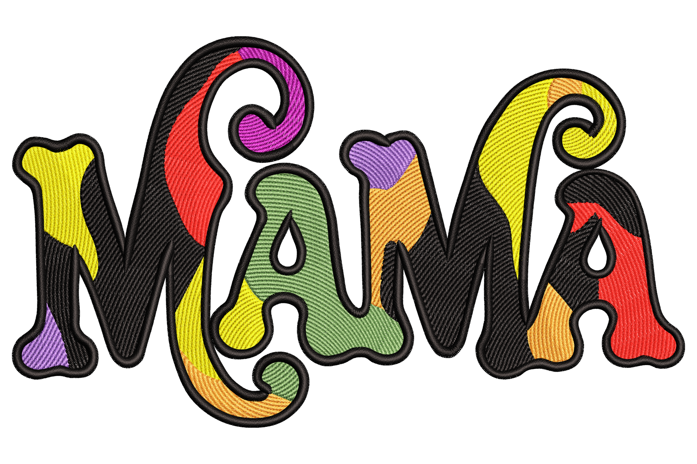 Free Mama Colorful Word Art Embroidery Design