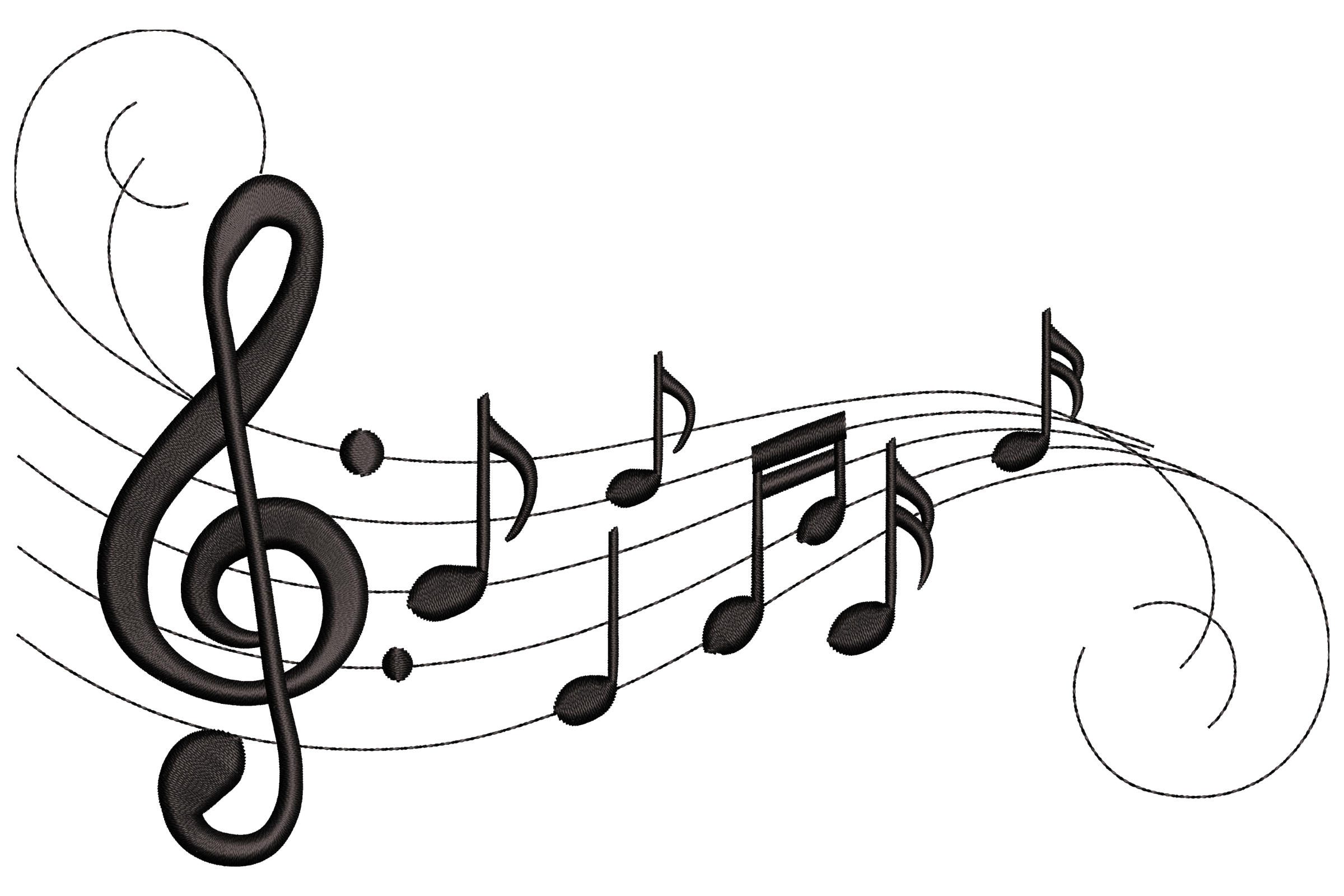 Free Musical Notes Melody Embroidery Design