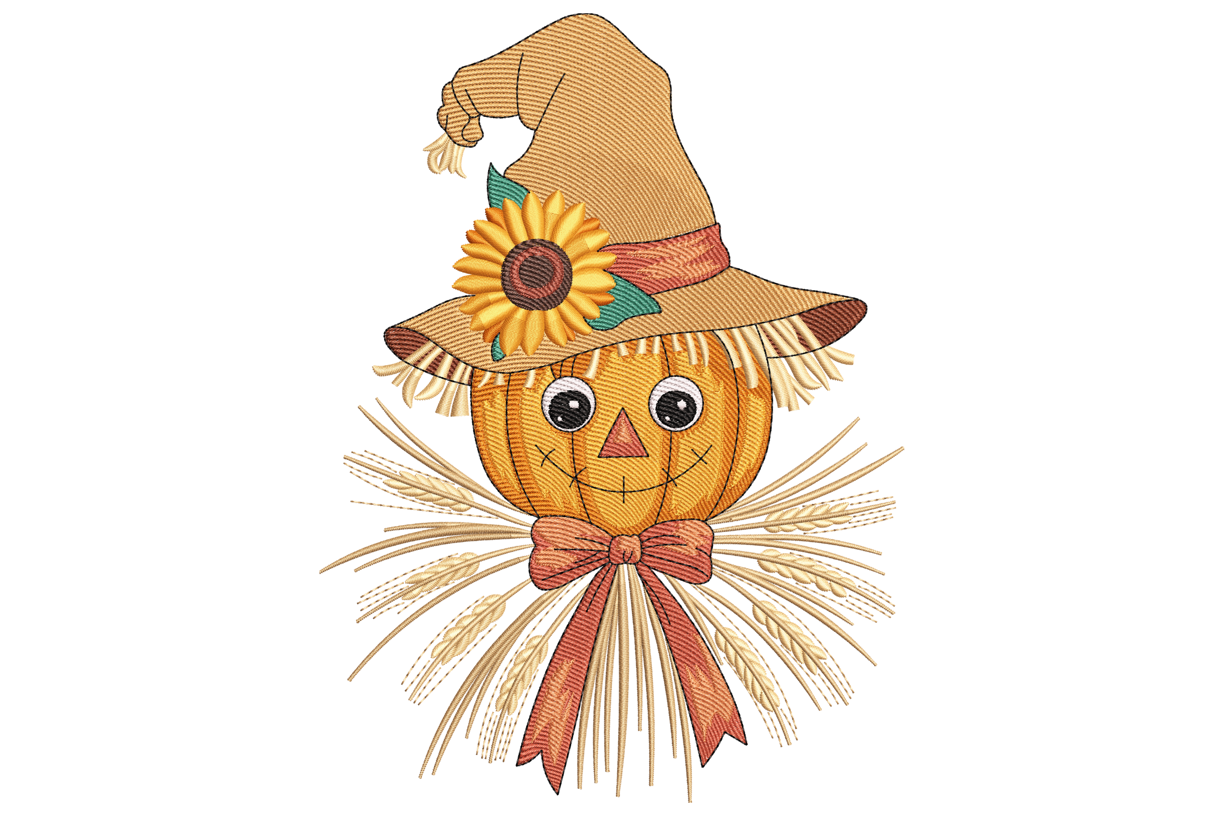 Pumpkin Scarecrow Embroidery Design – Fall Stitch Pattern