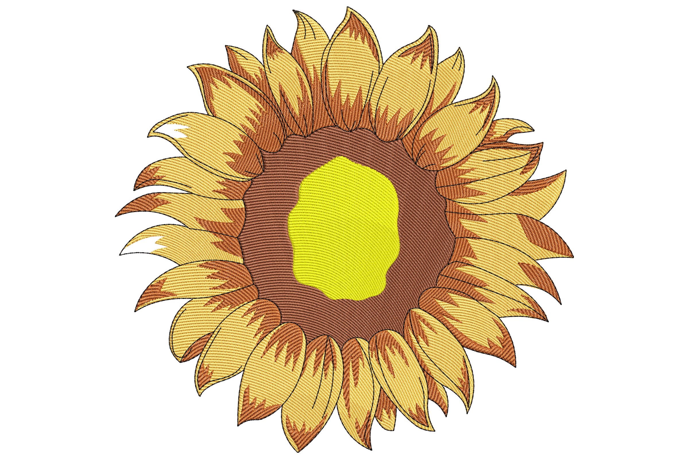 Free Realistic Sunflower Embroidery Design