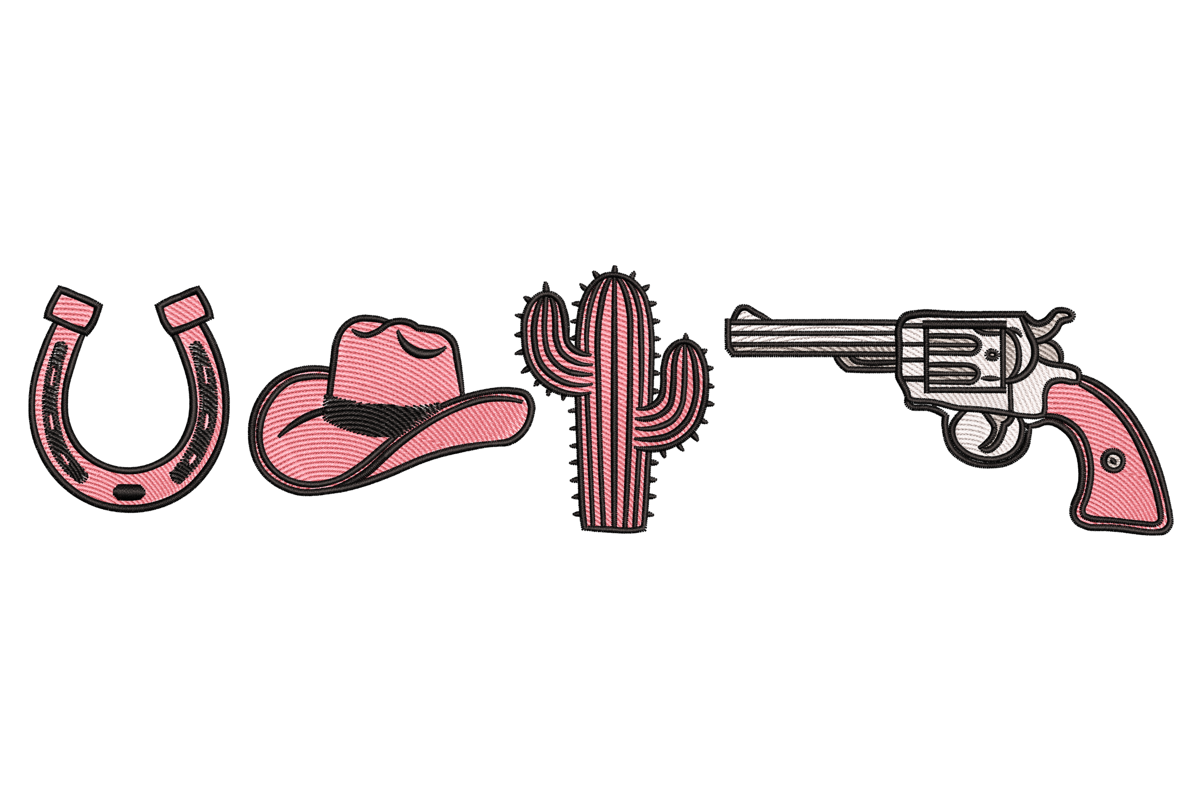 Western Cowboy Icons Embroidery Design – Rustic & Stylish