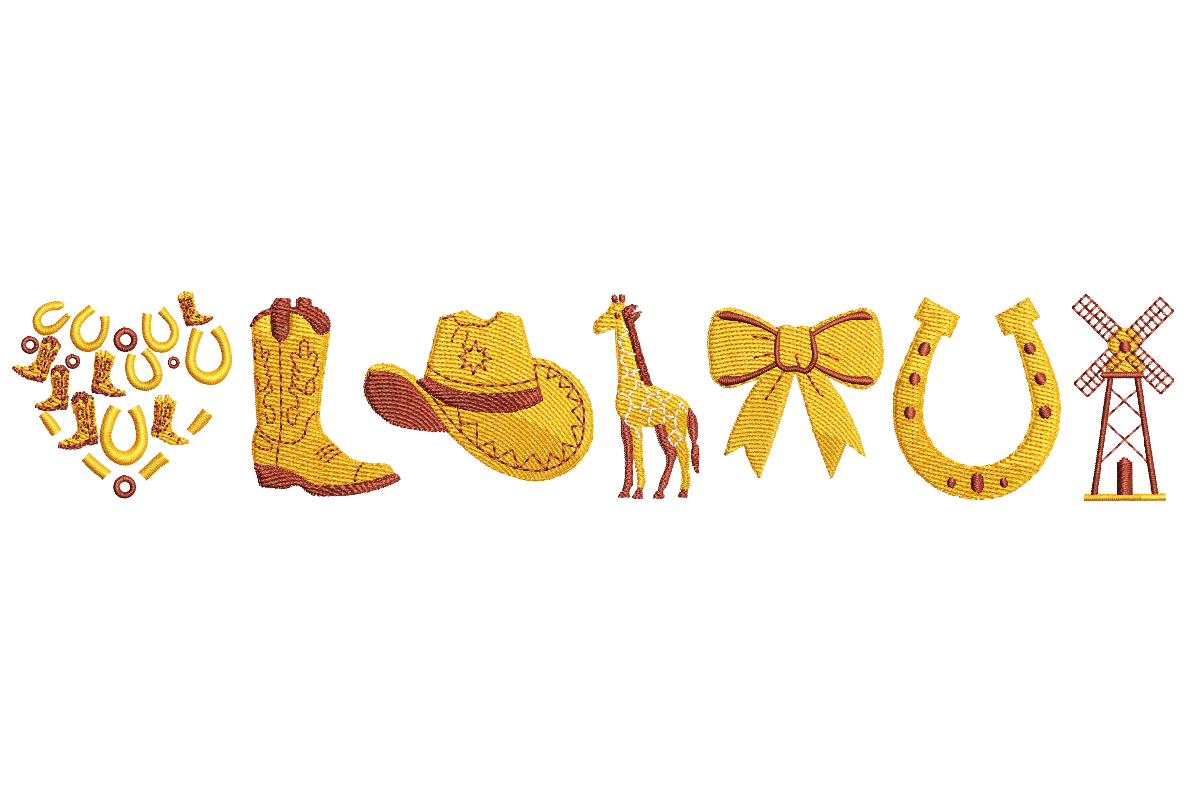 Free Western Yellow Elements Embroidery Design