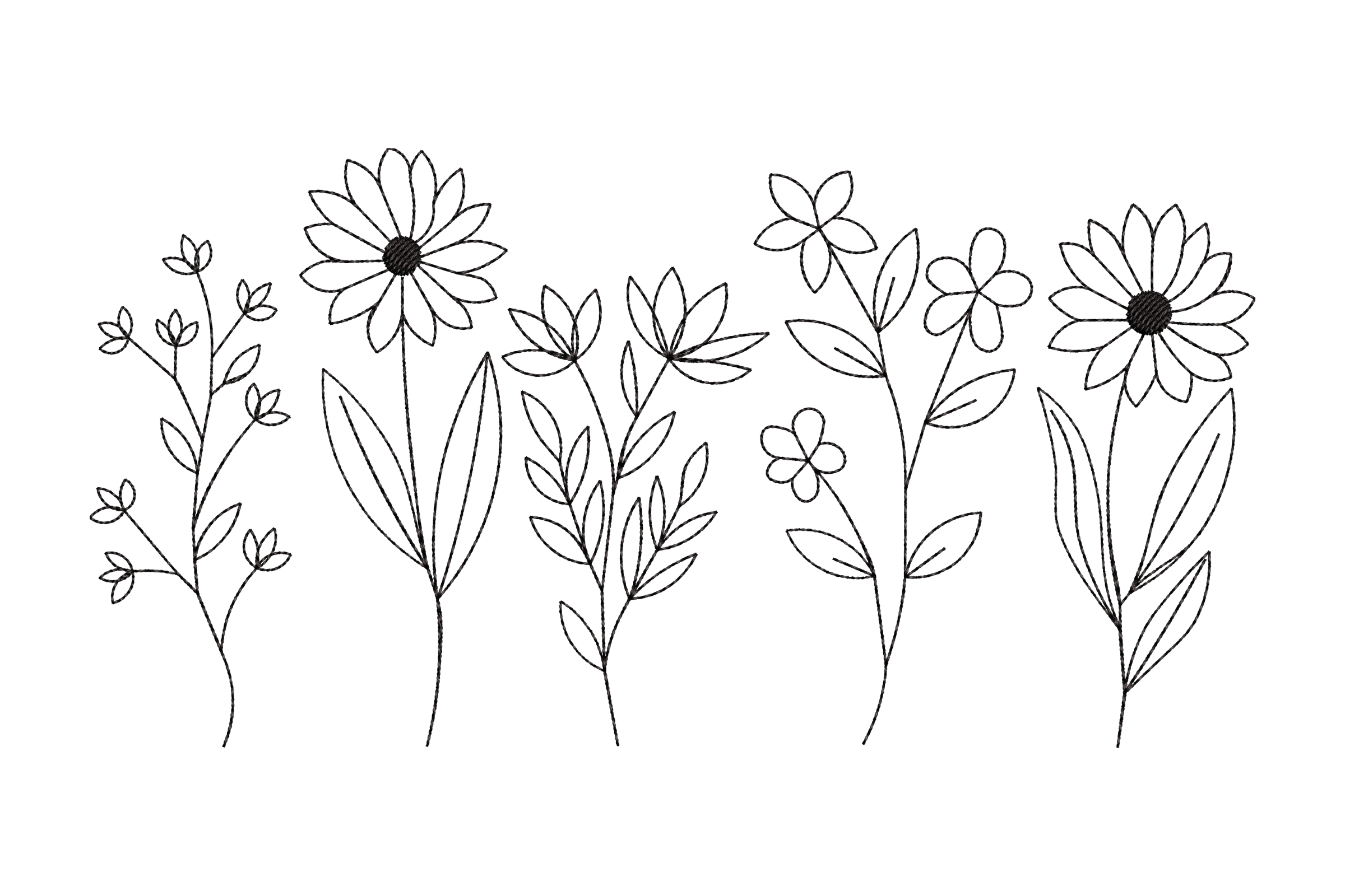 Free Floral Outline Machine Embroidery Design