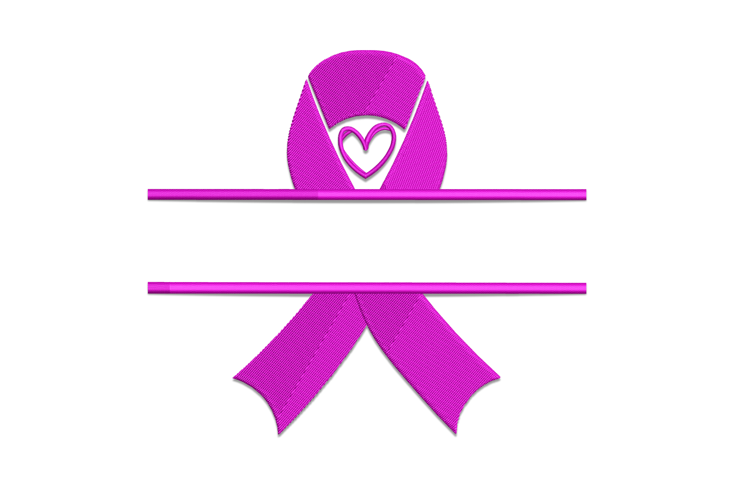Pink Ribbon Heart Embroidery Design