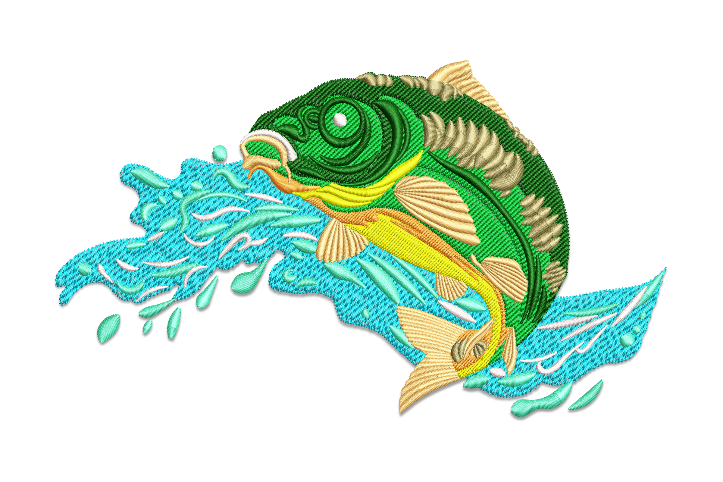 Free Splendid Fish Splash Embroidery Design