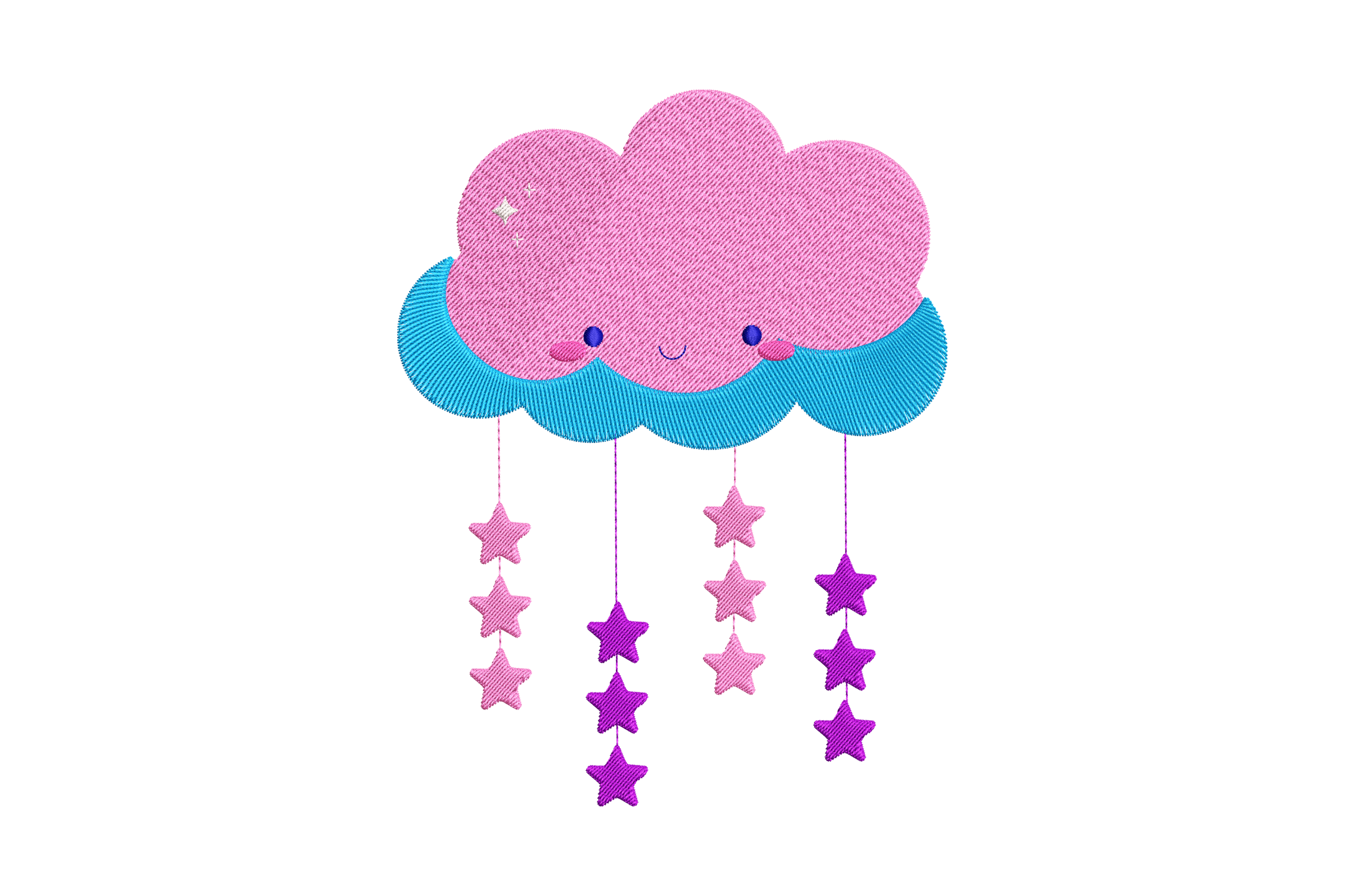 Free Cloud with Hanging Stars Embroidery Design