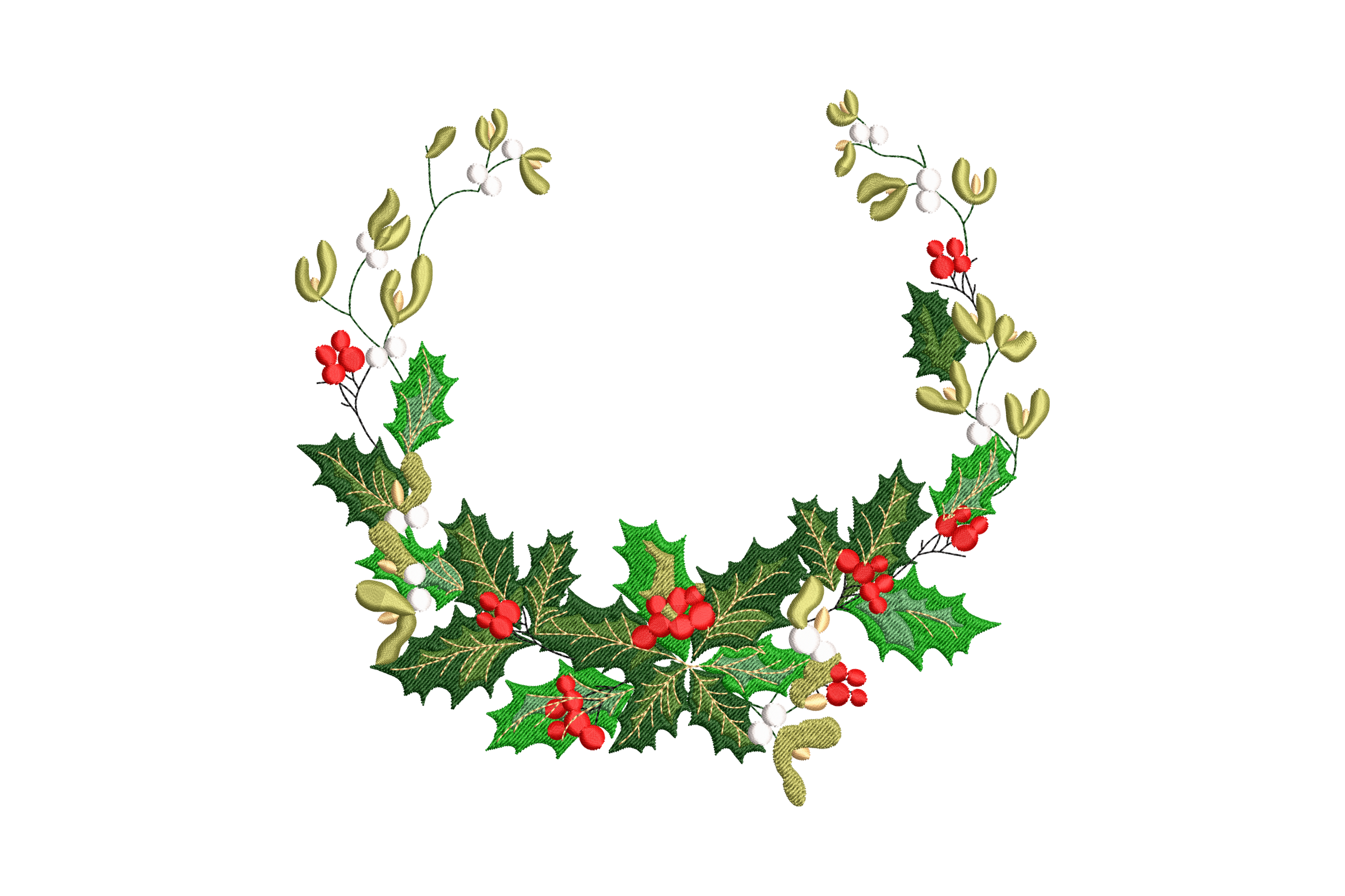 Free Holly Wreath Embroidery Design