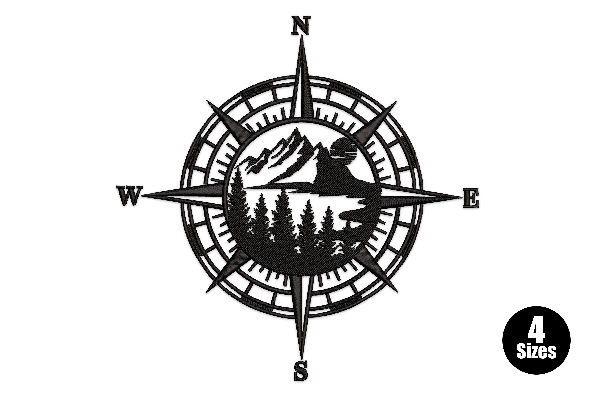 Compass Mountain Embroidery Design