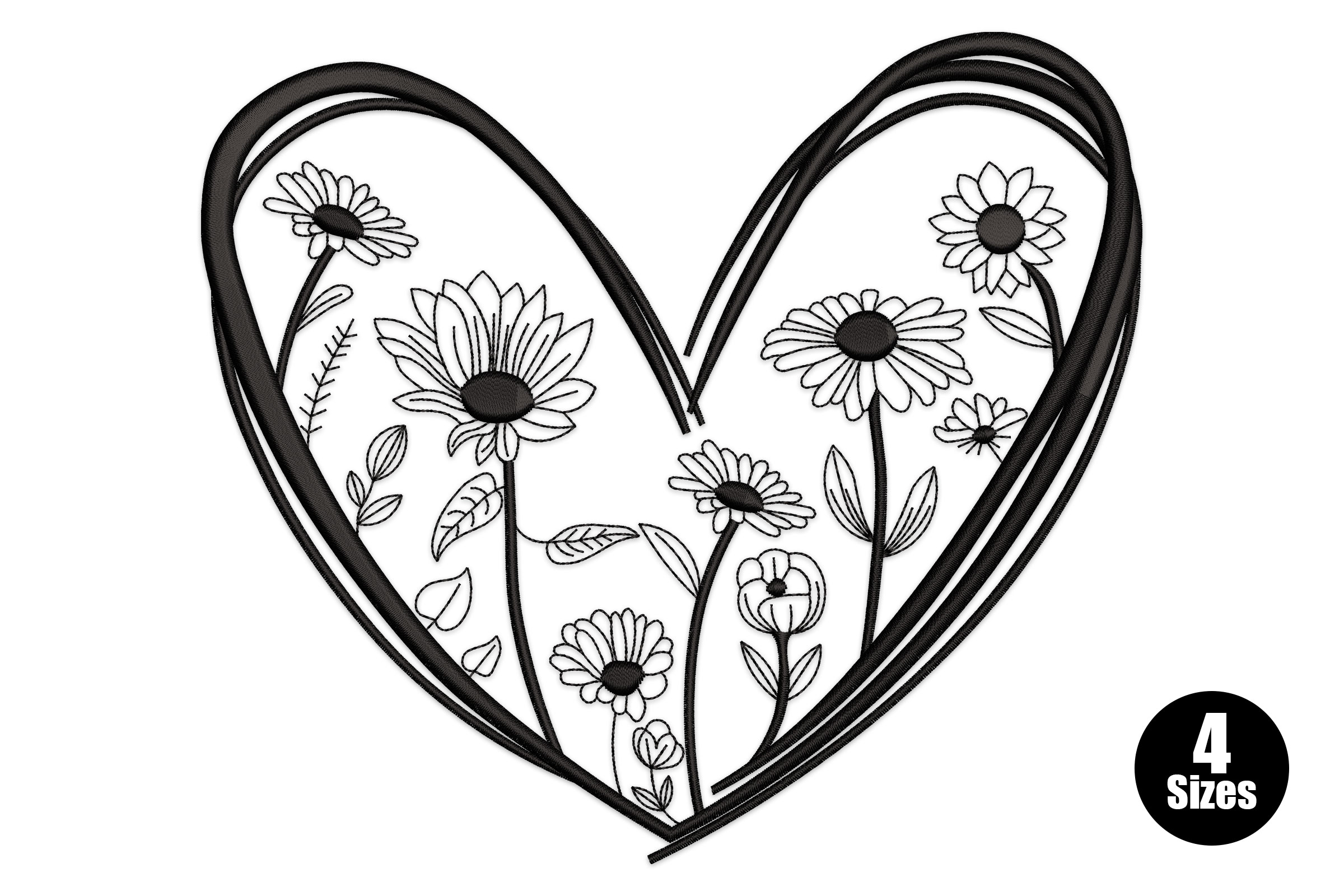 Free Daisy Heart Embroidery Design - Embroidery Lover