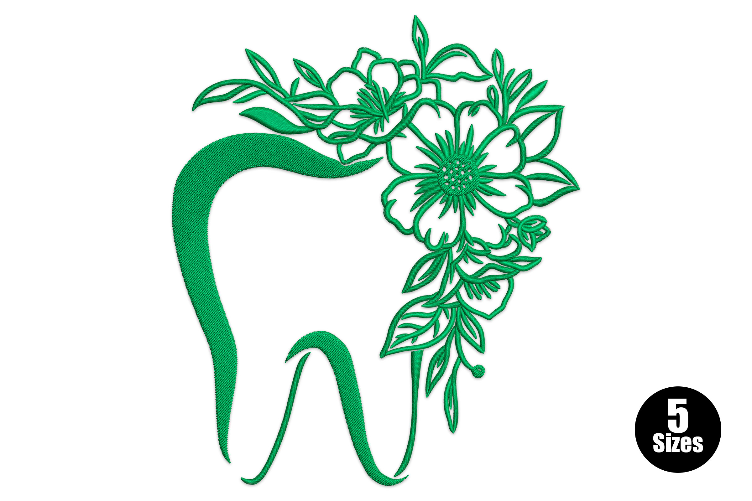 Floral Tooth Embroidery Design