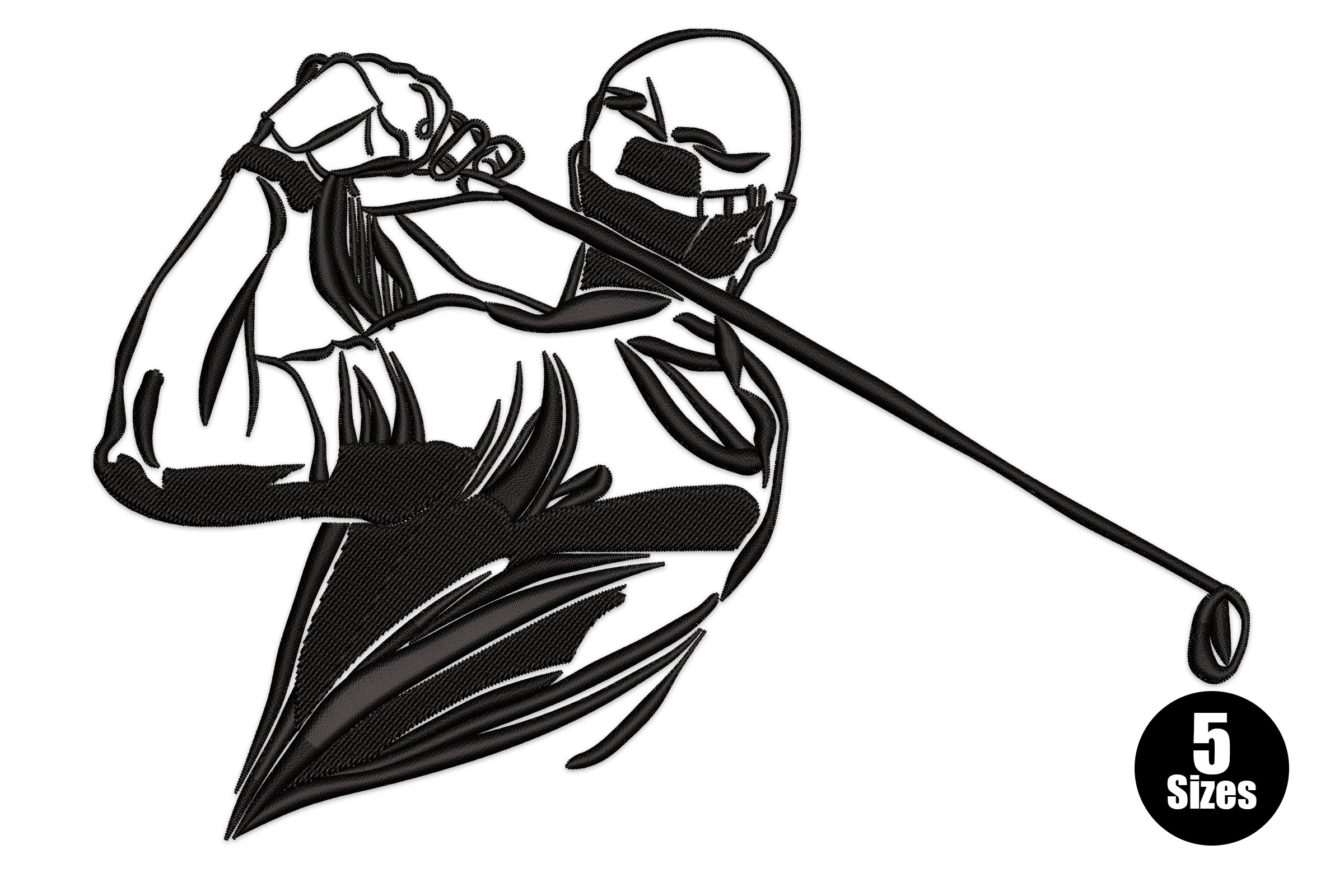 Golfer Swing Machine Embroidery Design