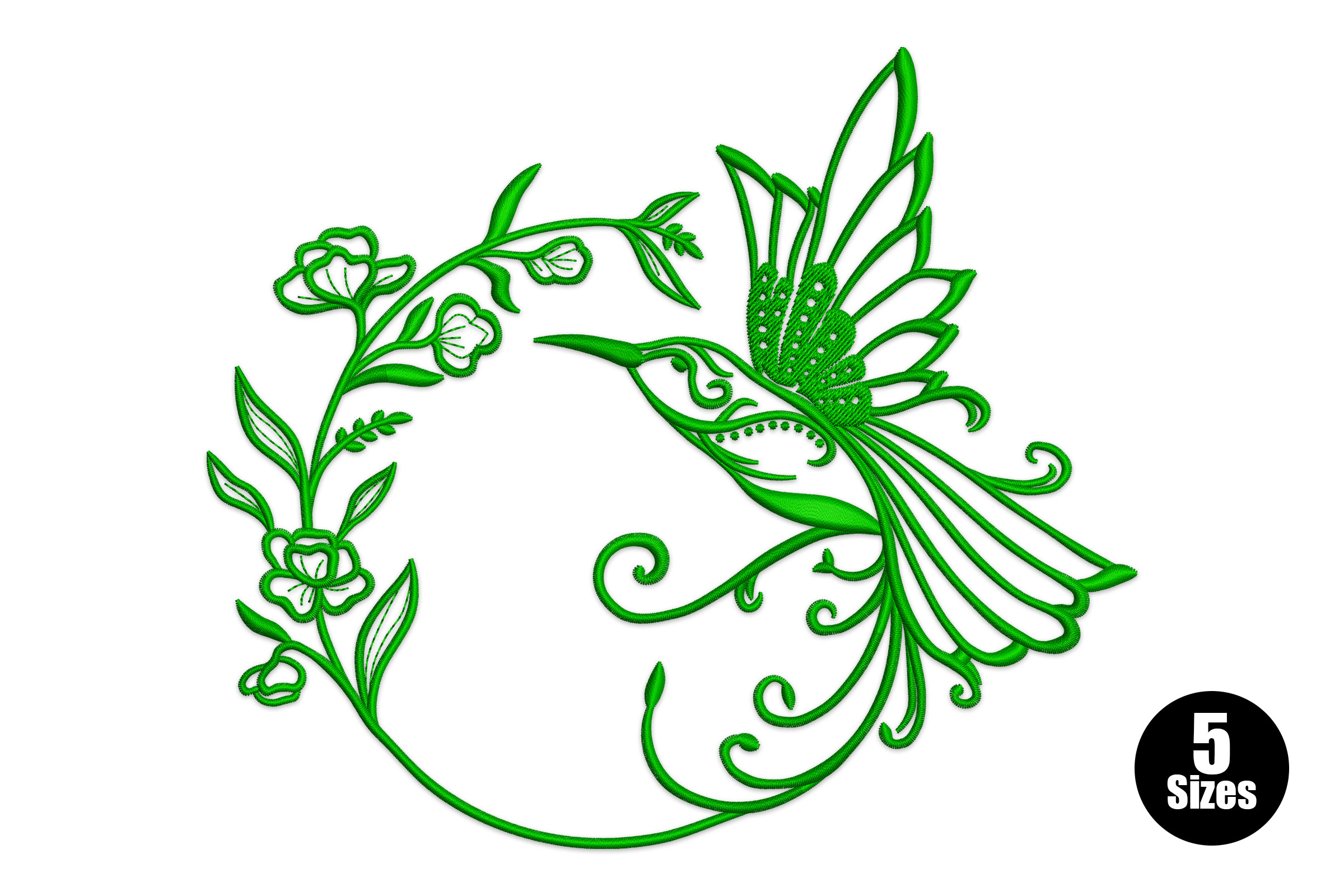 Free Hummingbird Floral Embroidery Design - Embroidery Lover
