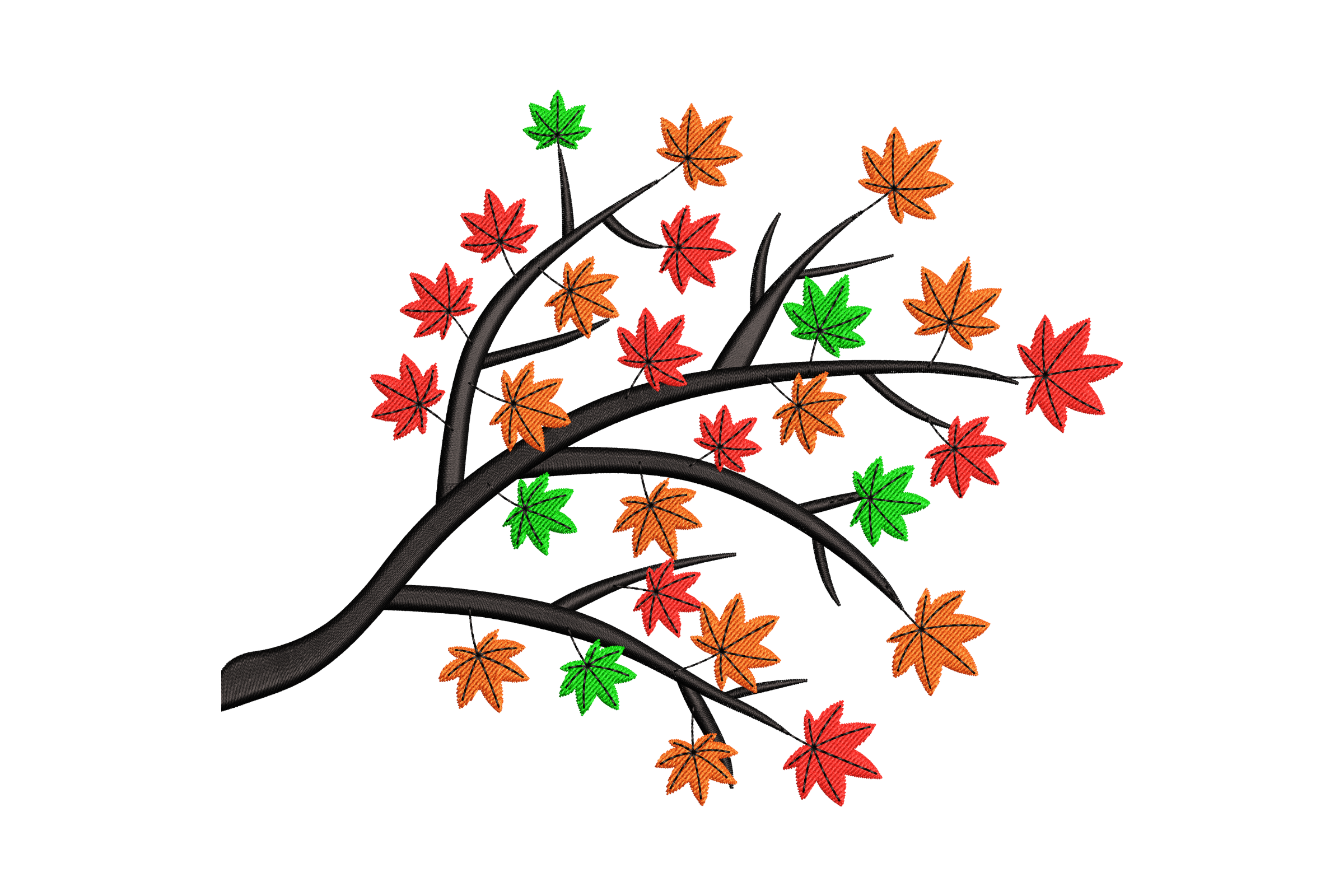 Colorful Autumn Tree Branch Embroidery Design Free Download