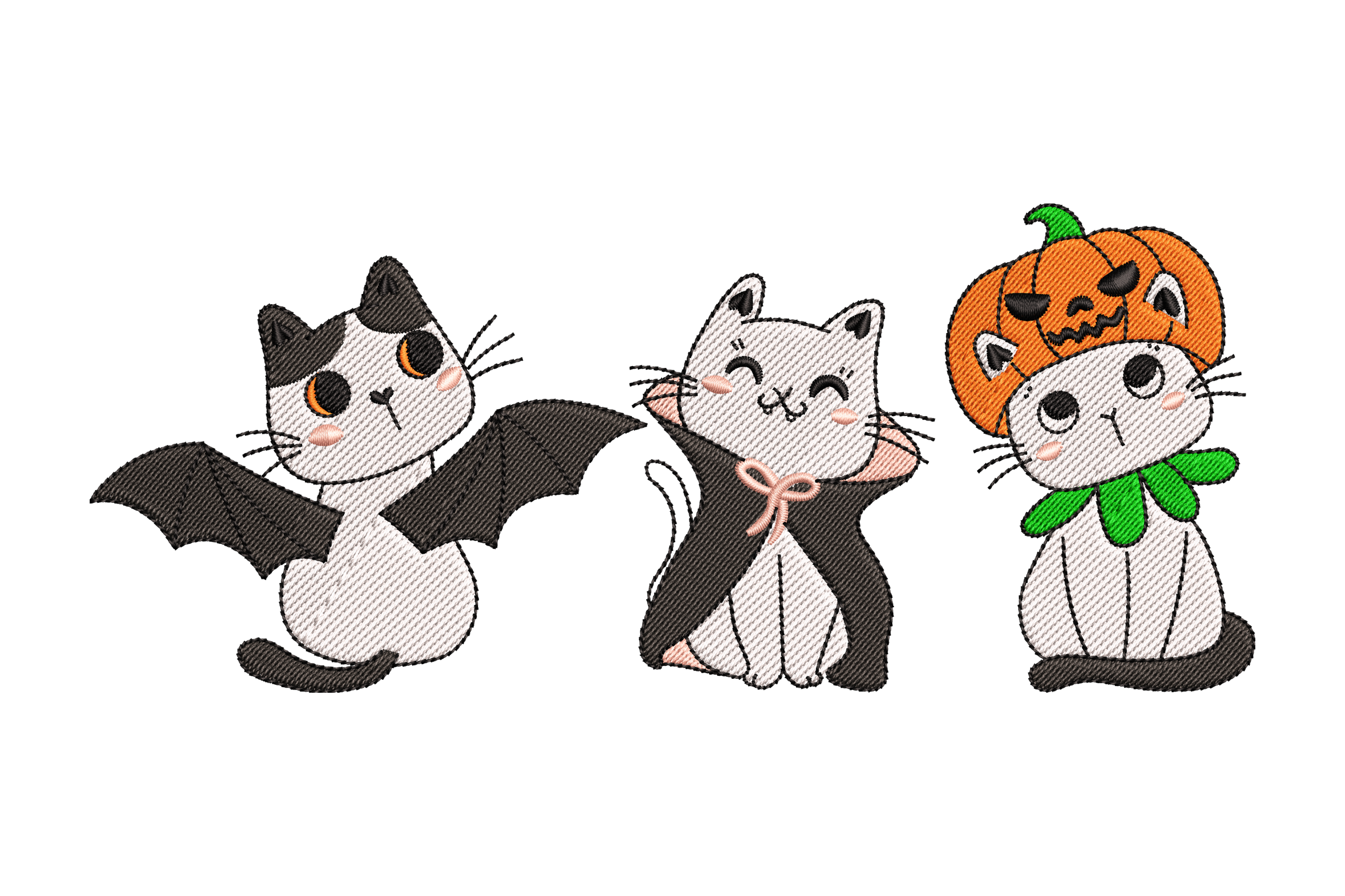 Free Halloween Cats Trio Embroidery Design