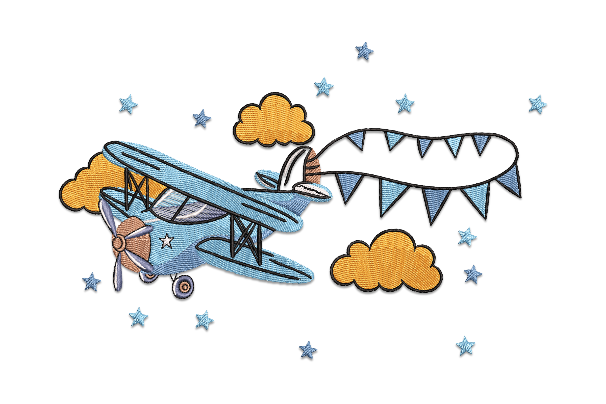 Free Airplane with Banners Embroidery Design