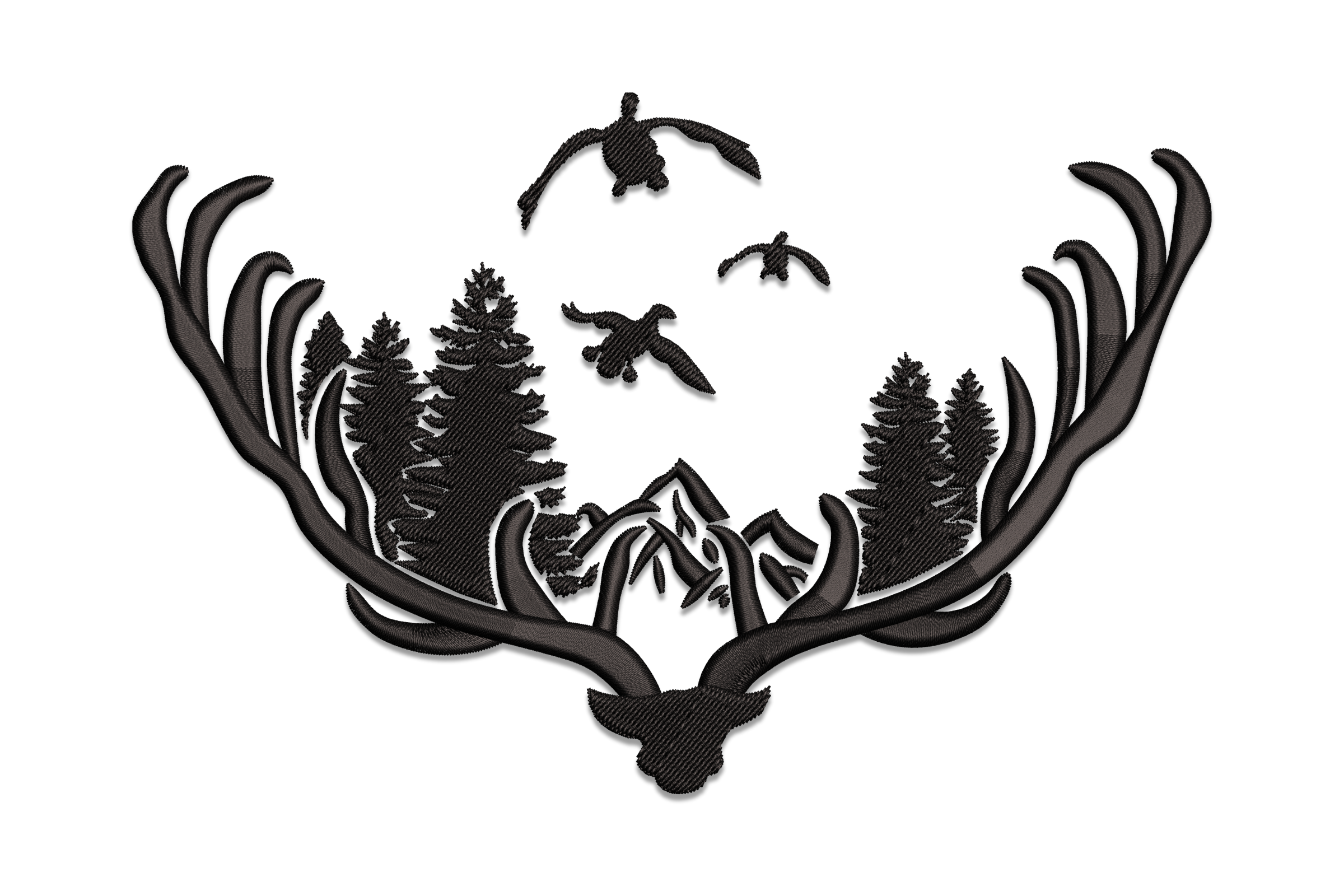 Antler Forest Scene Machine Embroidery Design