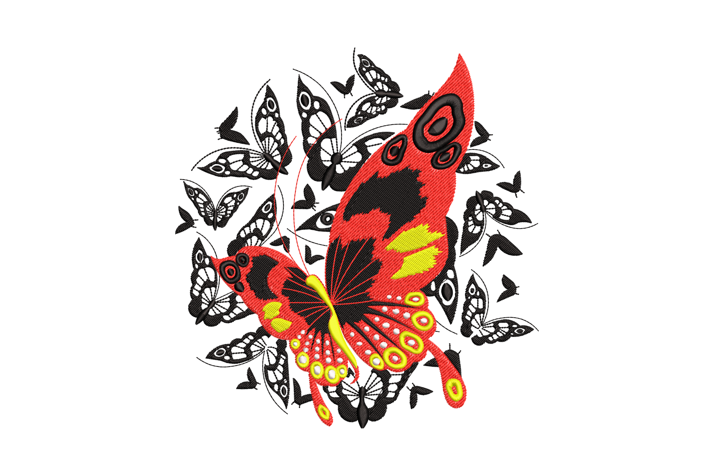 Butterfly Swarm Embroidery Design