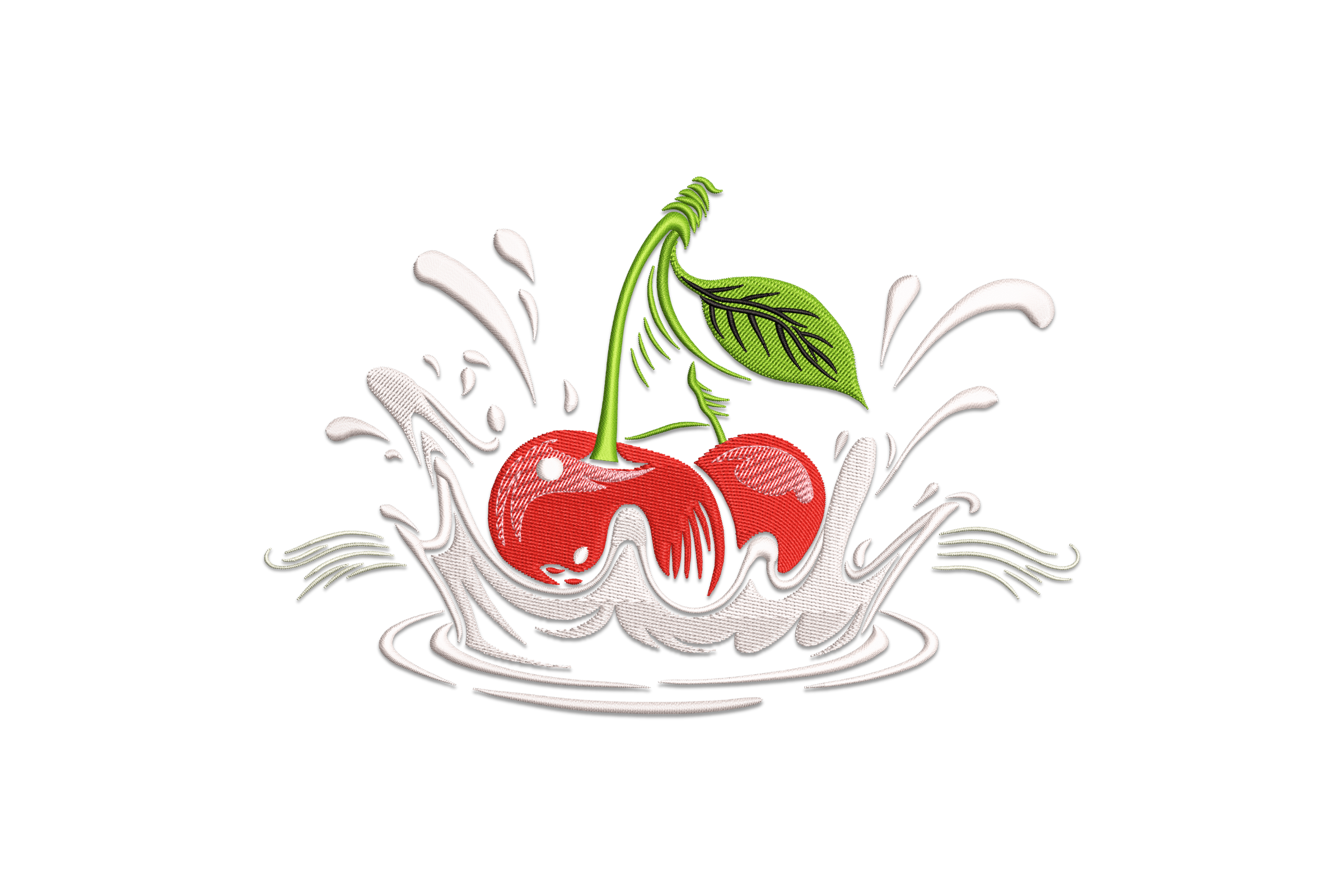 Free Cherry with Splash Embroidery Design - Embroidery Lover