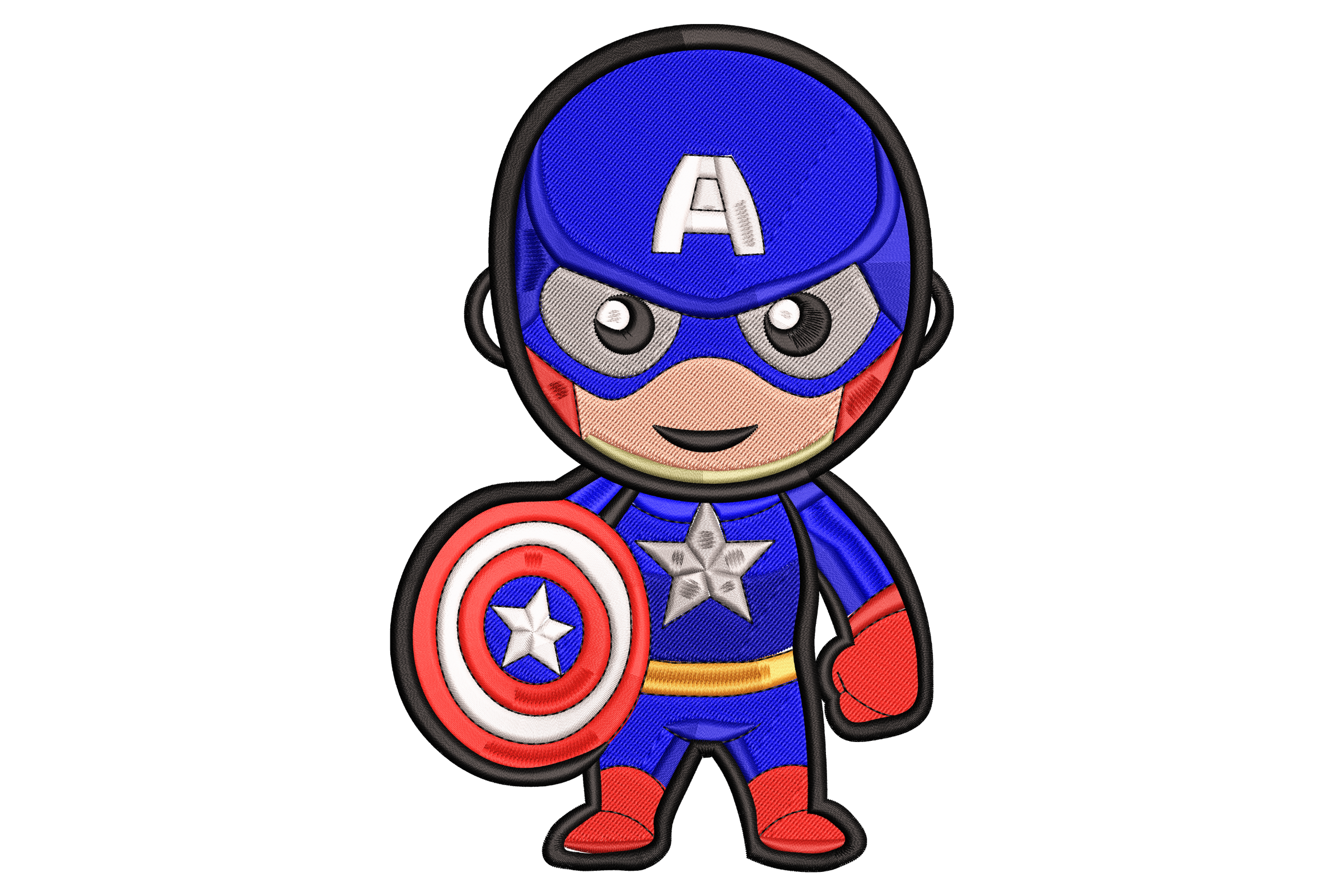 Chibi Captain America Embroidery Design - Embroidery Lover