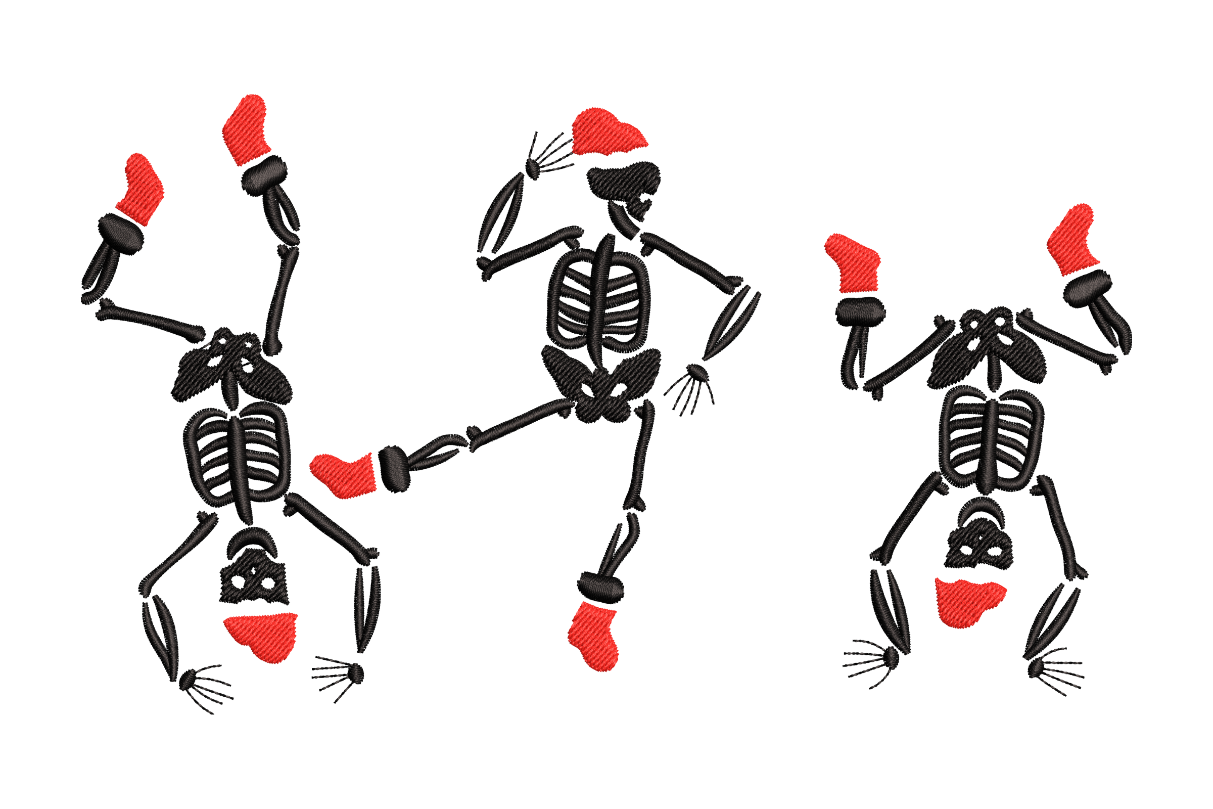 Festive Skeleton Trio Embroidery Design