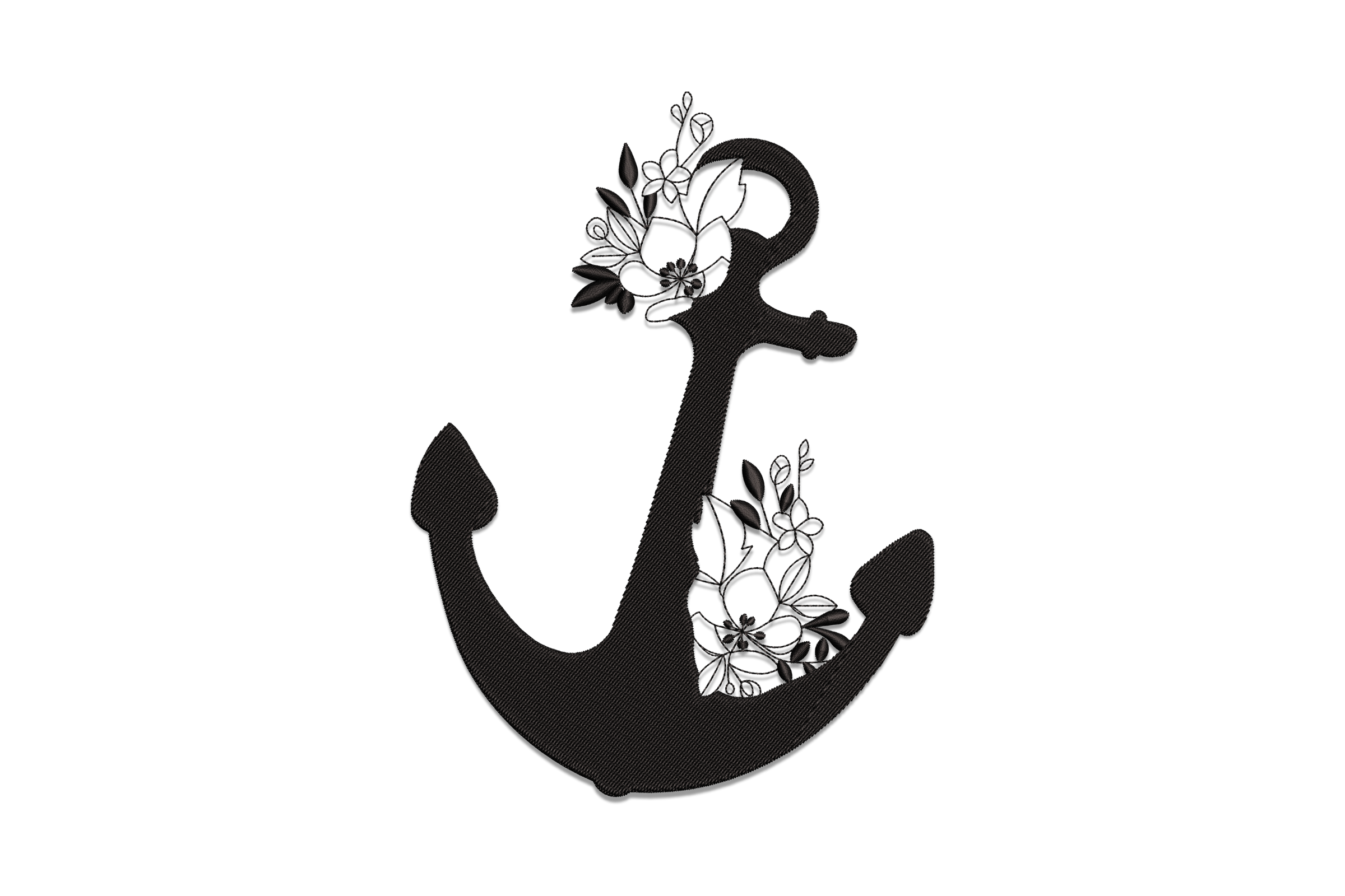 Floral Anchor Machine Embroidery Design