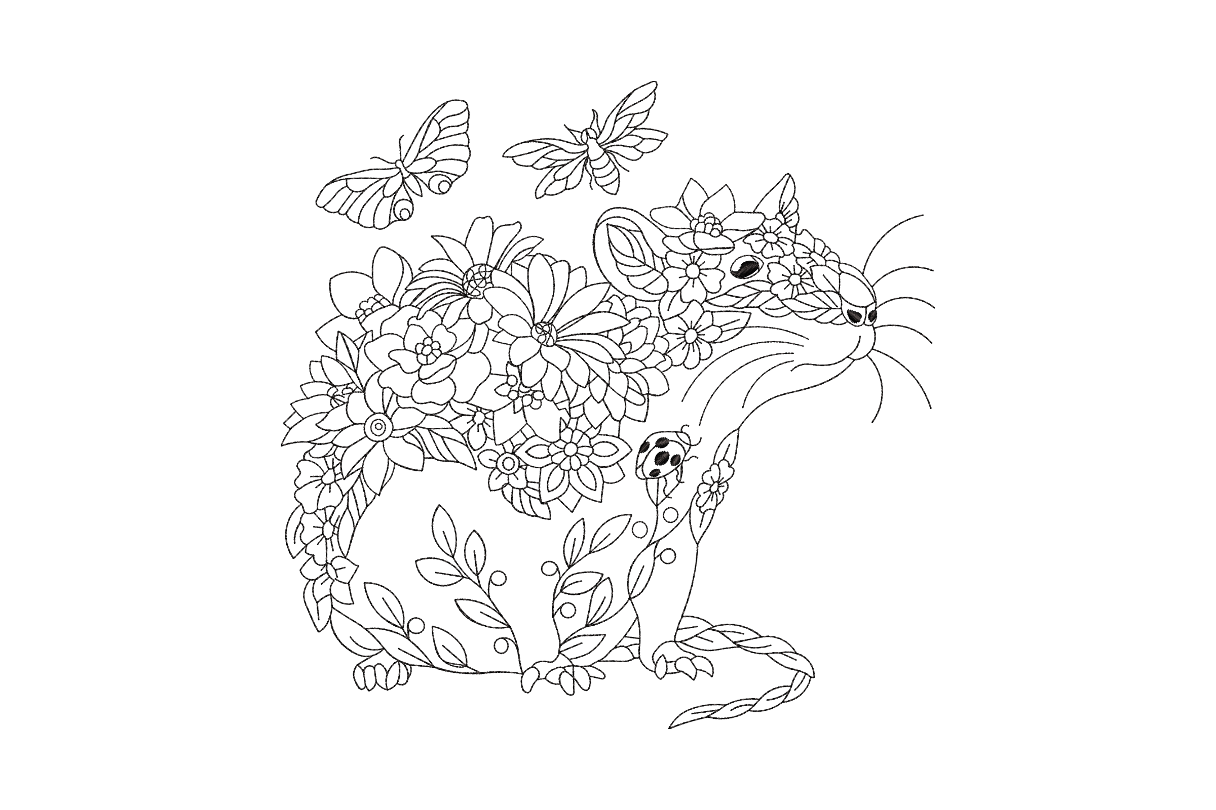Free Floral Mouse Embroidery Design - Embroidery Lover
