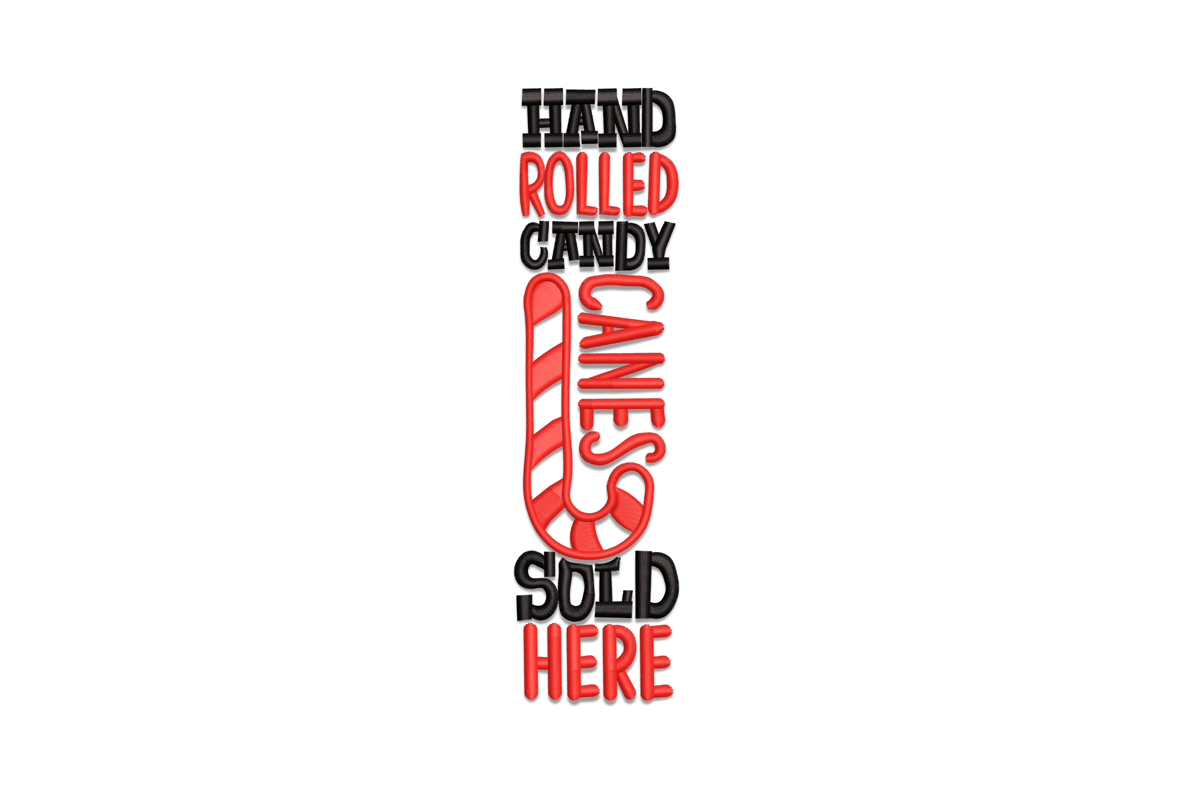 Hand Rolled Candy Canes Embroidery Design