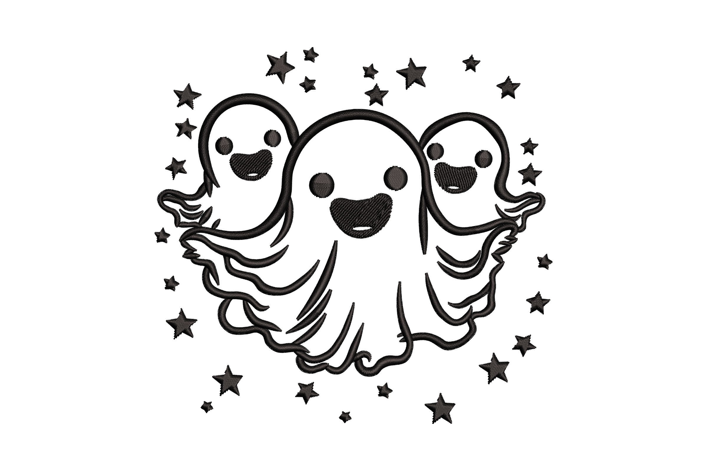 Free Happy Ghost Trio Embroidery Design - Embroidery Lover