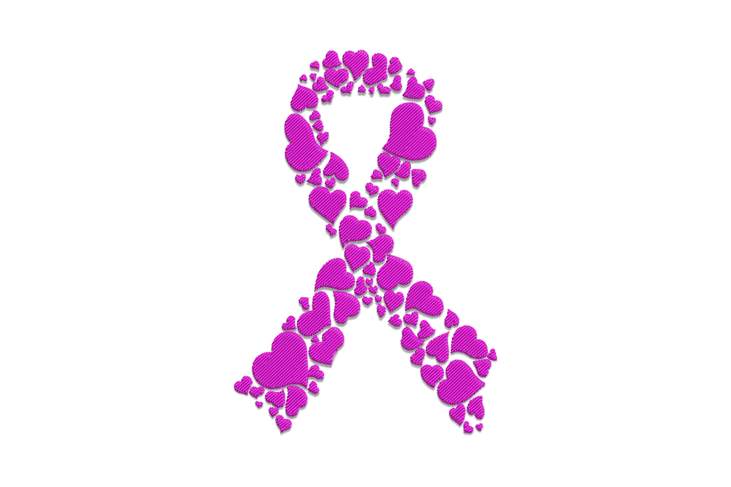 Heart-Filled Awareness Ribbon Embroidery Design
