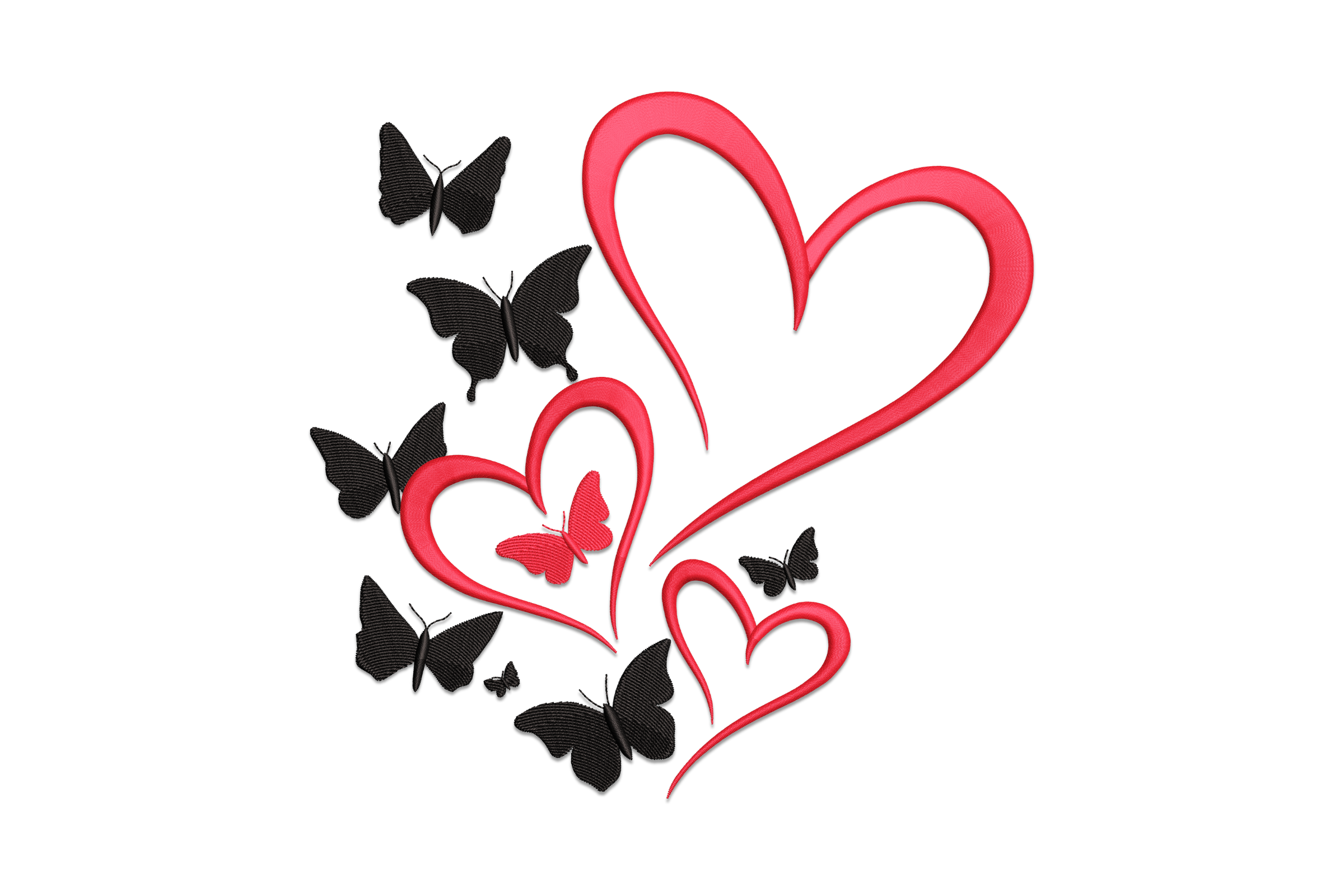 Premium Heart with Butterfly Embroidery Design