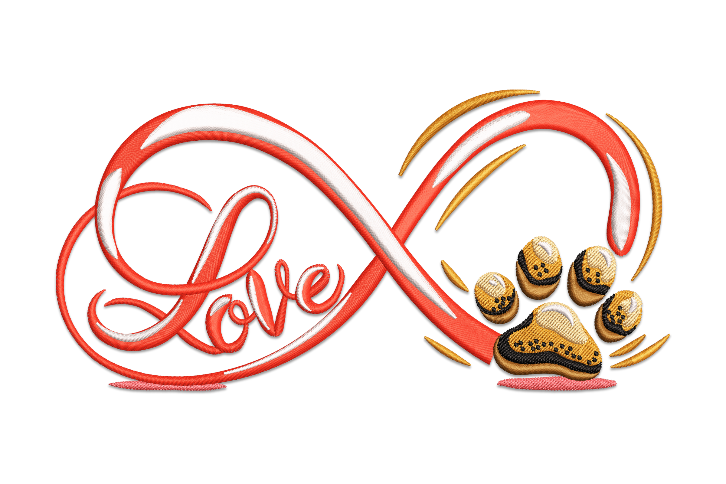 Free Infinite Love with Paw Embroidery Design