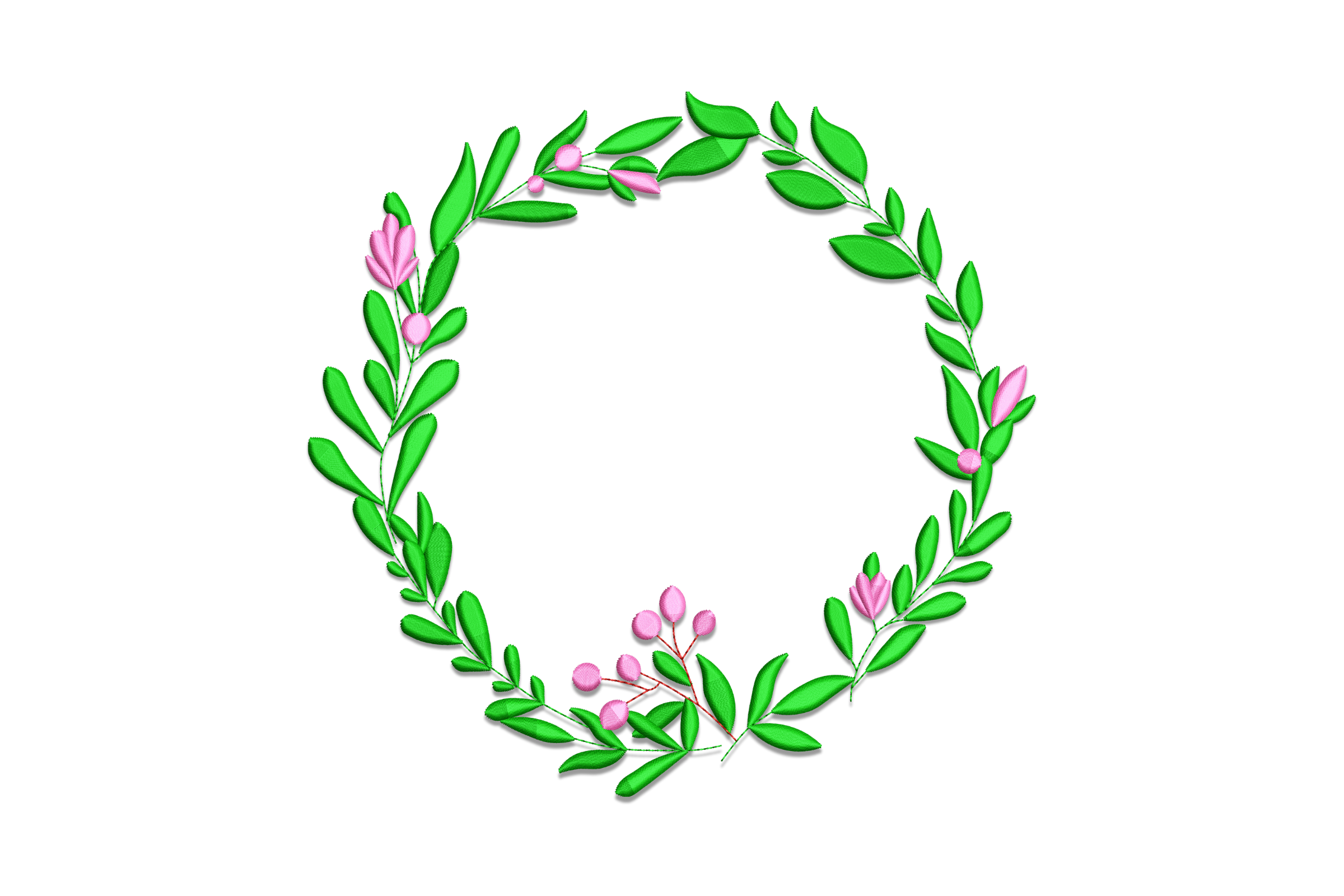 Free Leafy Floral Wreath Machine Embroidery Design