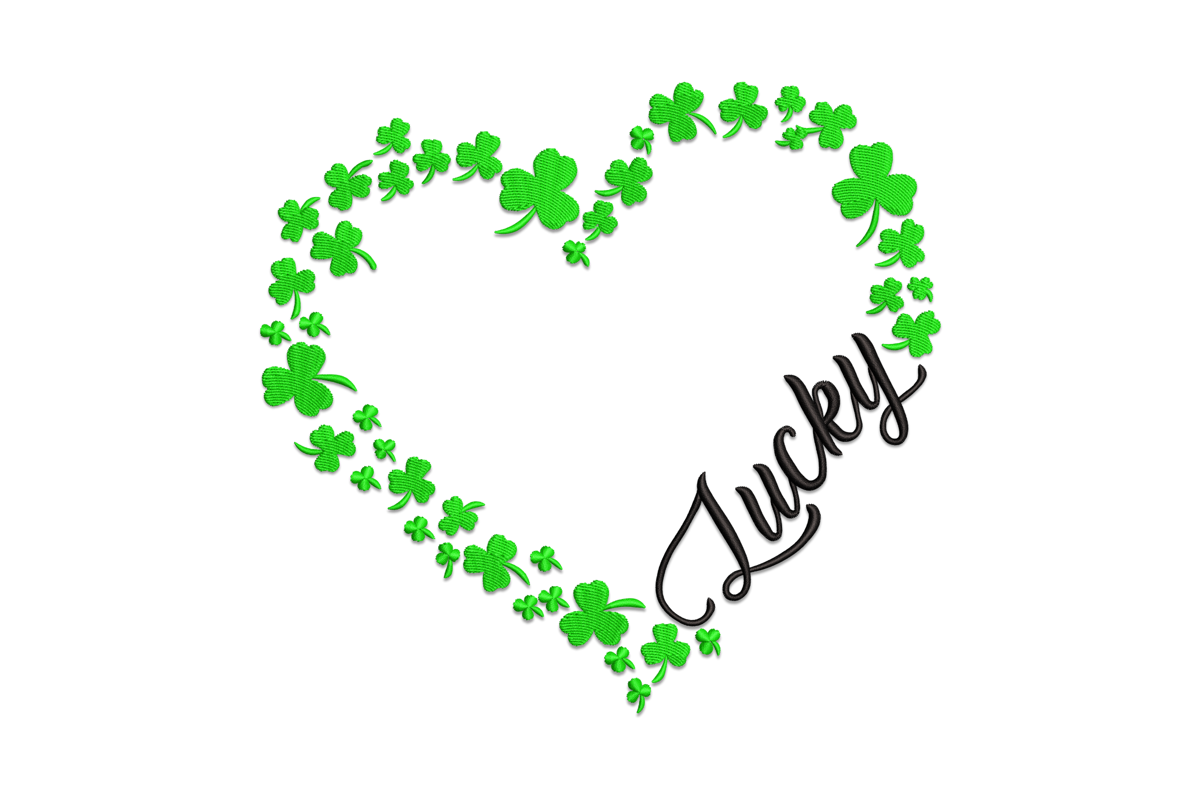 Premium Lucky Shamrock Heart Embroidery Design