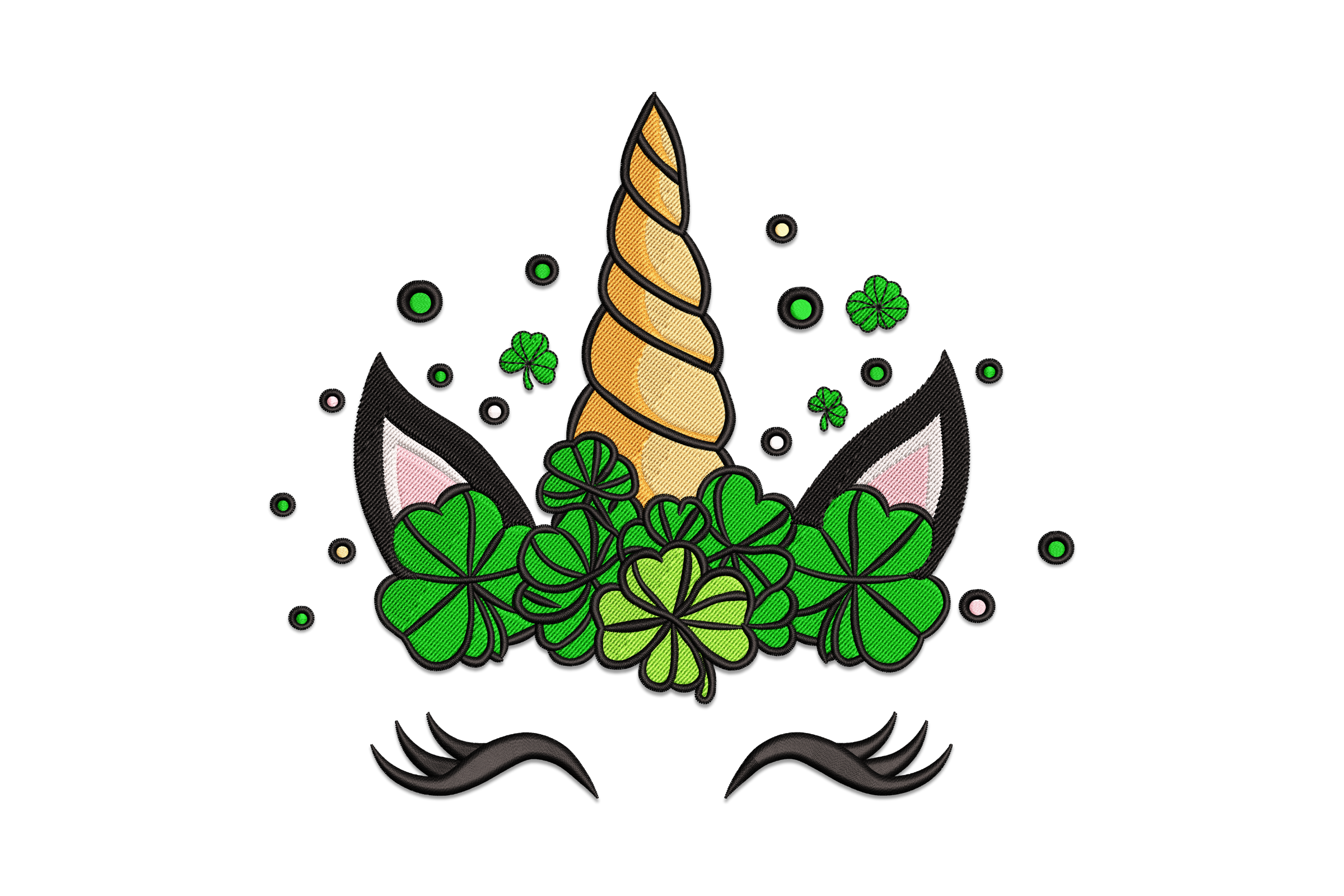 Magical Unicorn Clover Embroidery Design