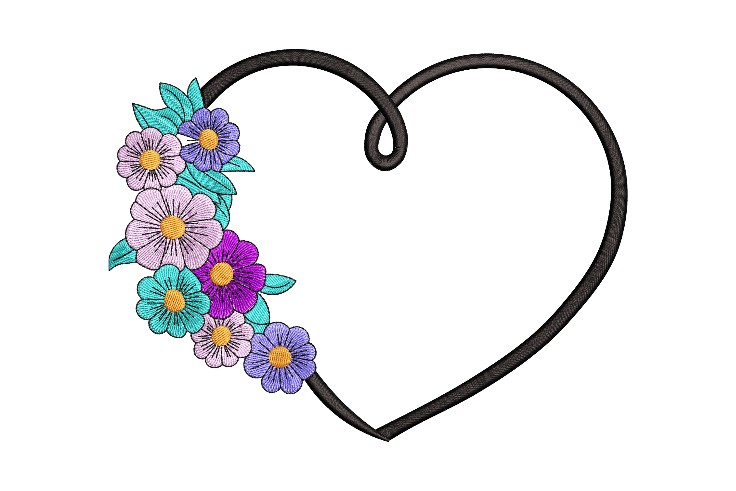 Premium Floral Heart Machine Embroidery Design
