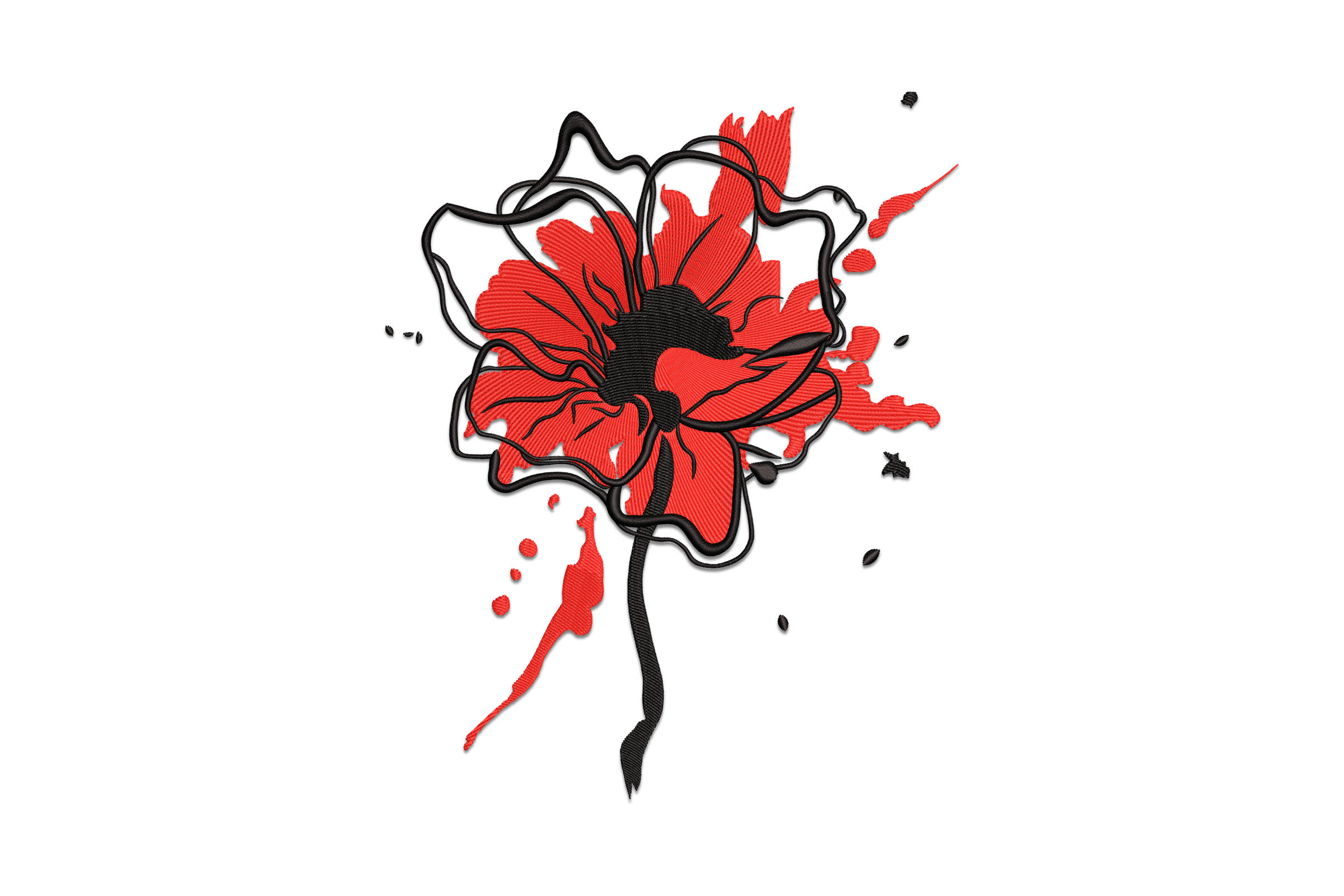 Red Poppy Embroidery Design