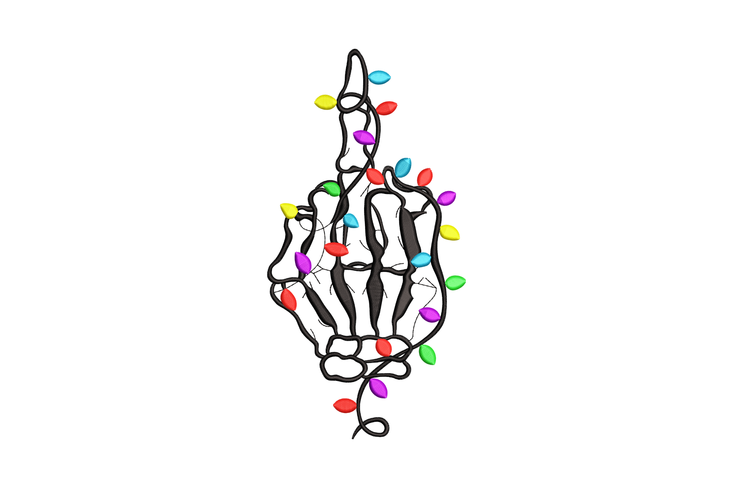 Skeleton Middle Finger Embroidery Design