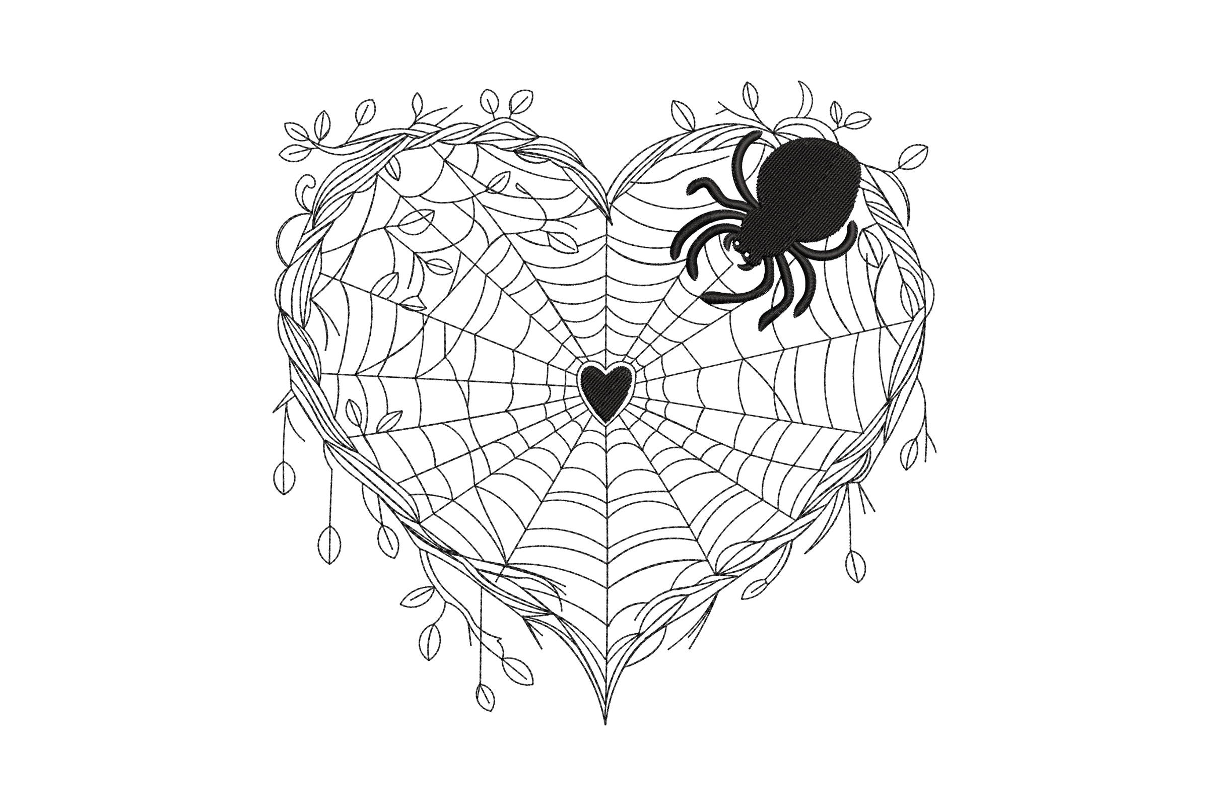 Spider Heart Web Machine Embroidery Design