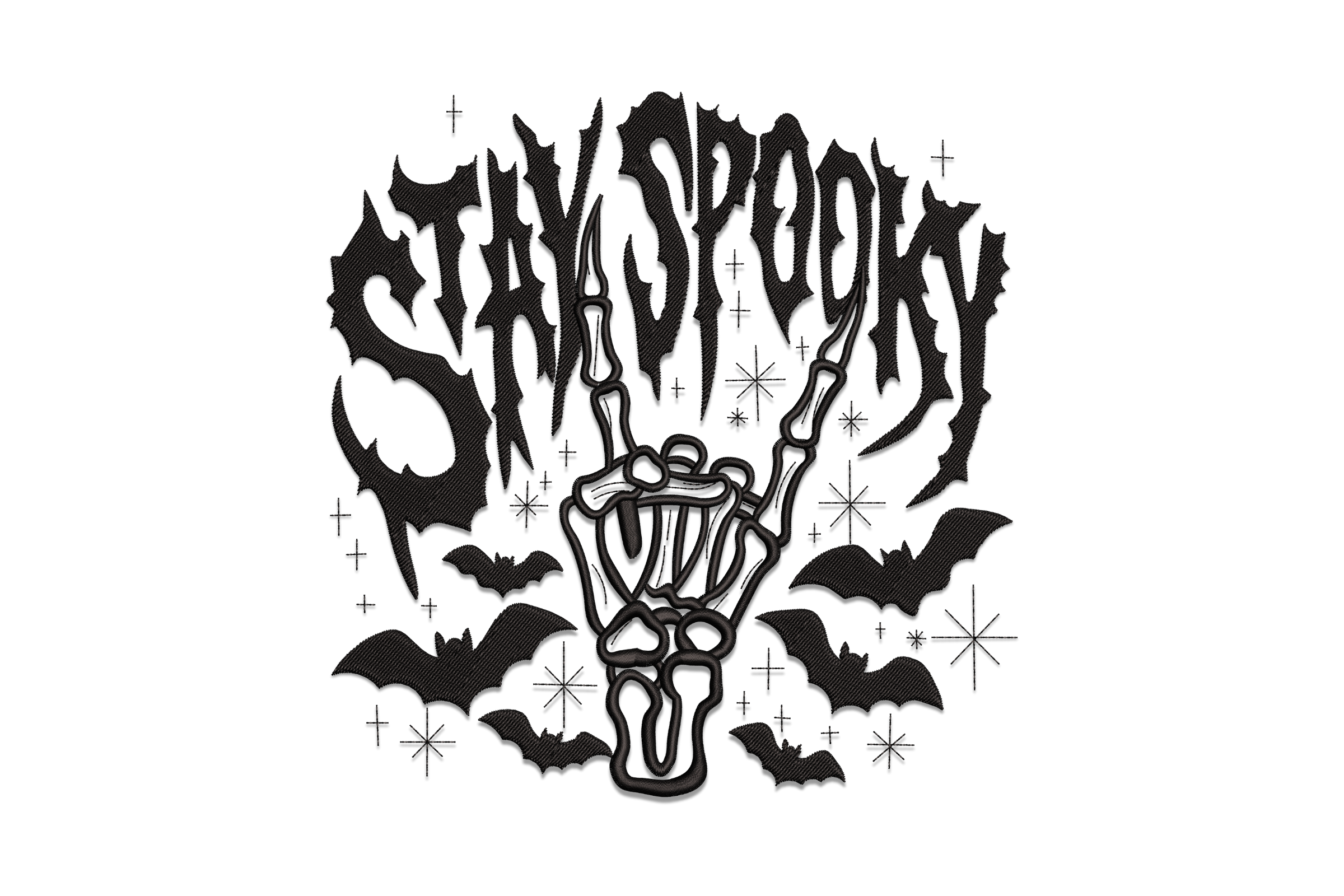Free Stay Spooky Skeleton Hand Embroidery Design